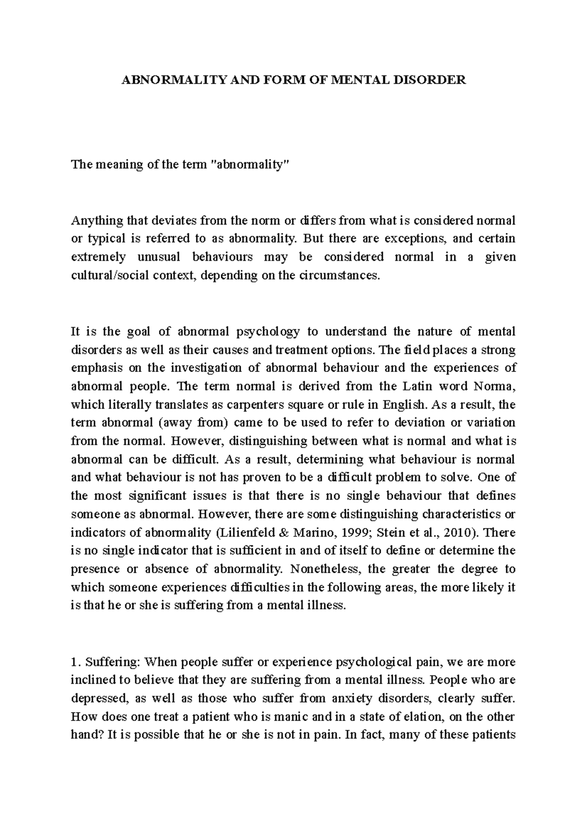 Abnormality AND FORM OF Mental Disorder - ABNORMALITY AND FORM OF ...