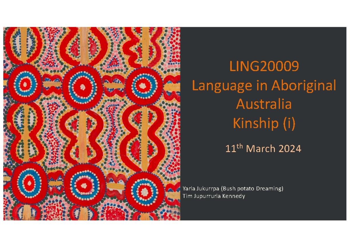 Lecture 5 kinship i - australian aboriginal languages - LING Language ...