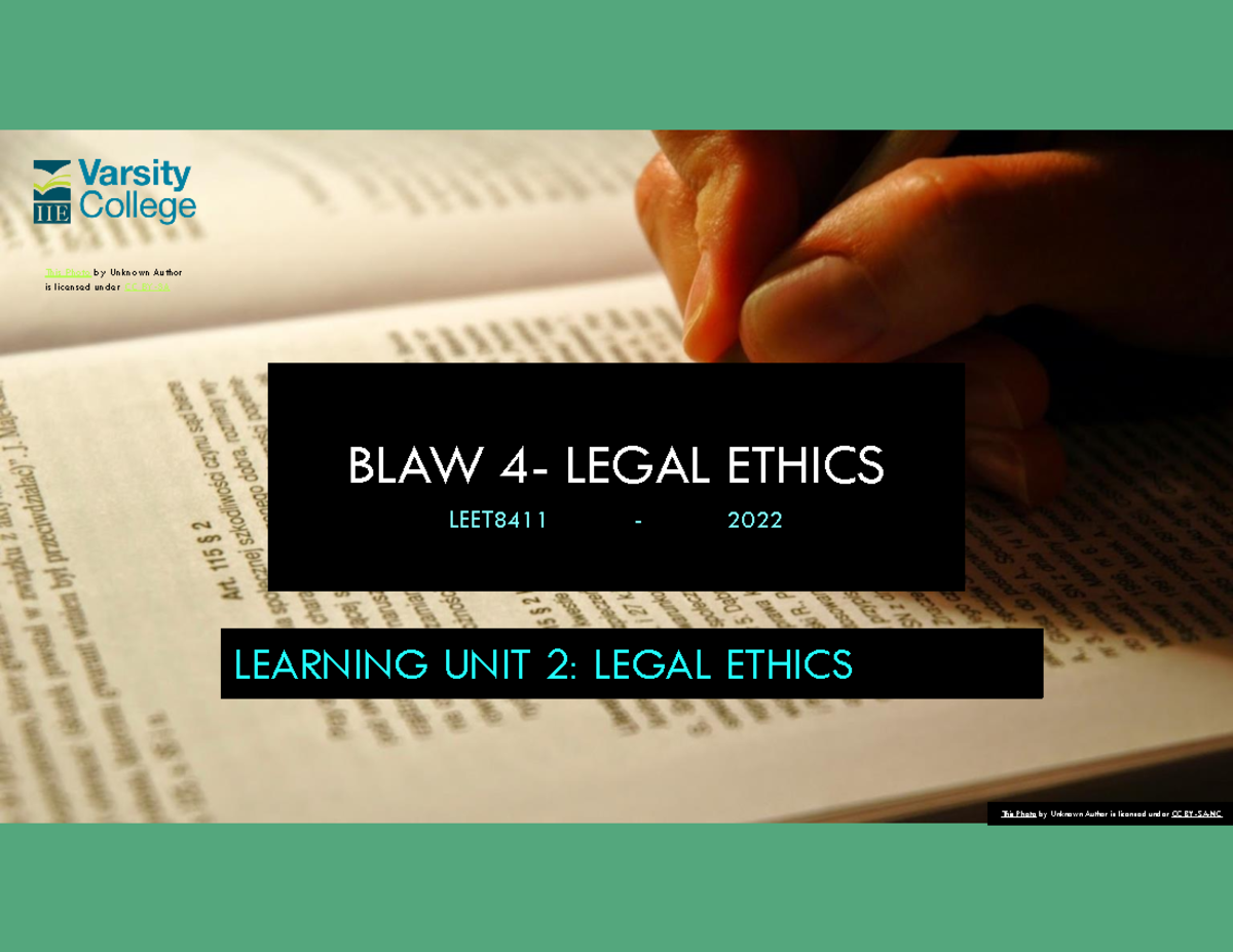 LEET 8411- Learning UNIT 2- Legal Ethics- Theme 1- Concepts Relating TO ...