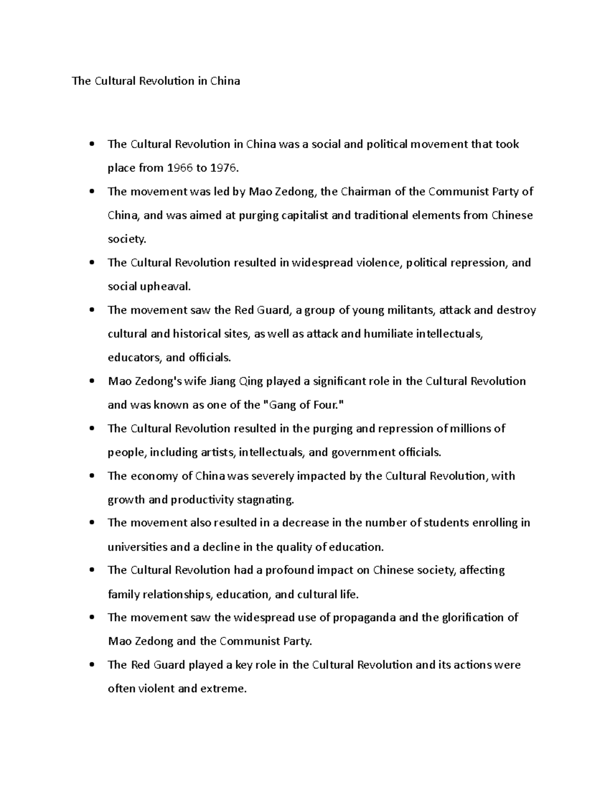 The Cultural Revolution in China - The movement was led by Mao Zedong ...