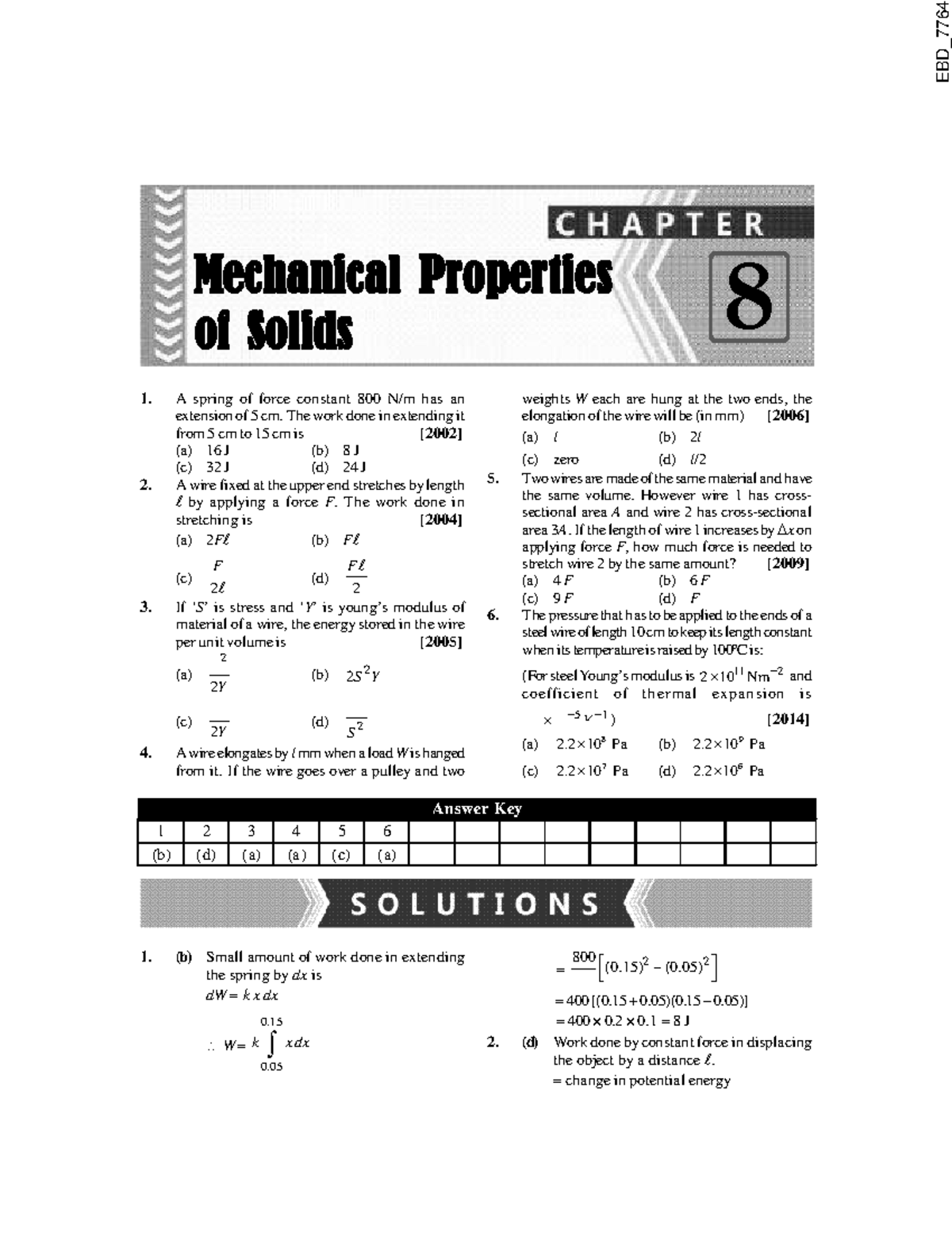 Mechanic L Props of solid mcqs - P-48 P 1. A spring of force constant ...
