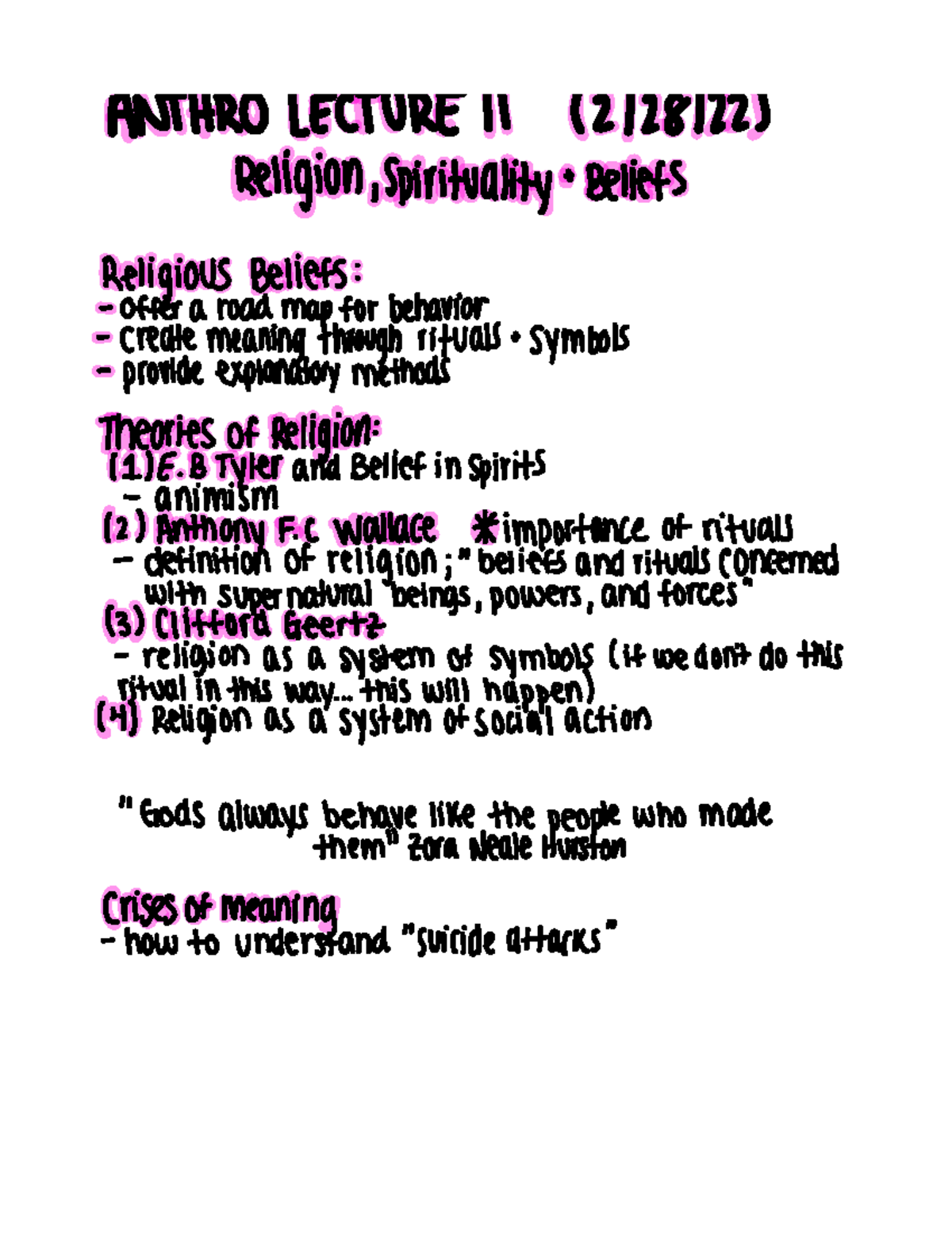 Anthro Lecture 11 (02-28-22) - ANTHRO LECTURE 11 Religion Spirituality ...