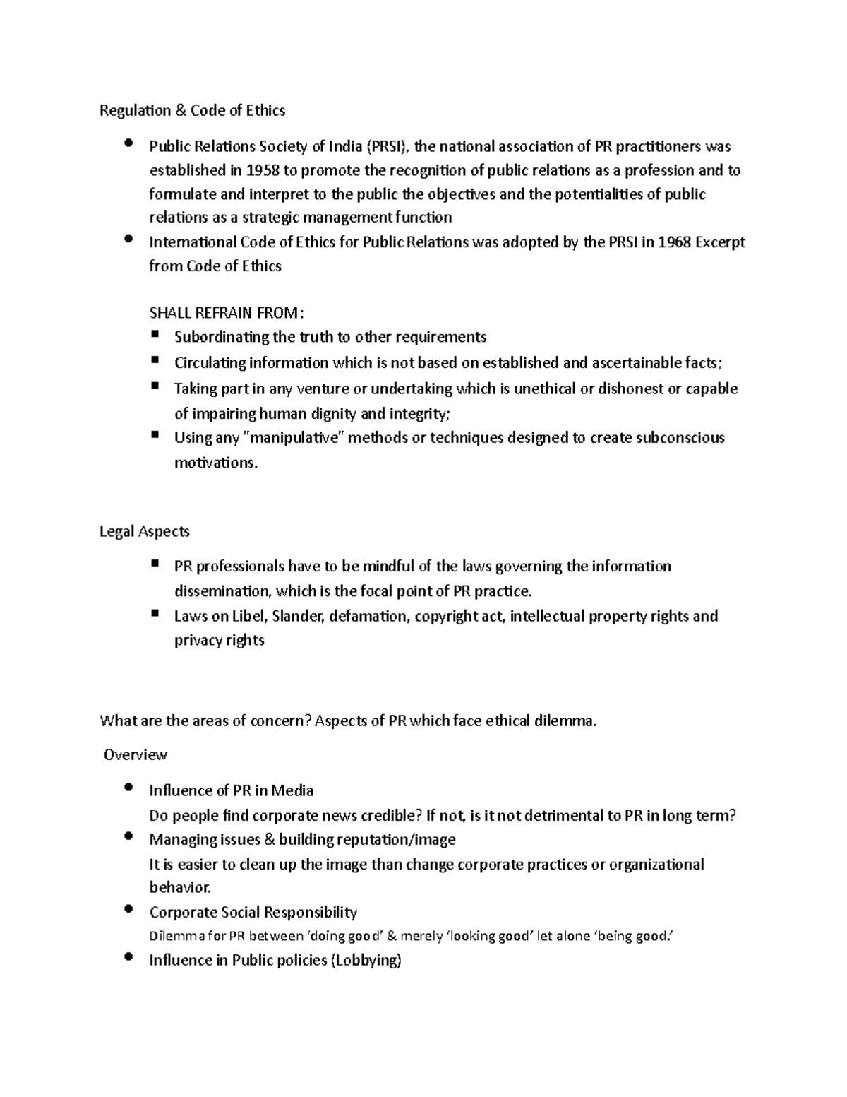 PR Ethics and regs - Regulation & Code of Ethics Public Relations ...