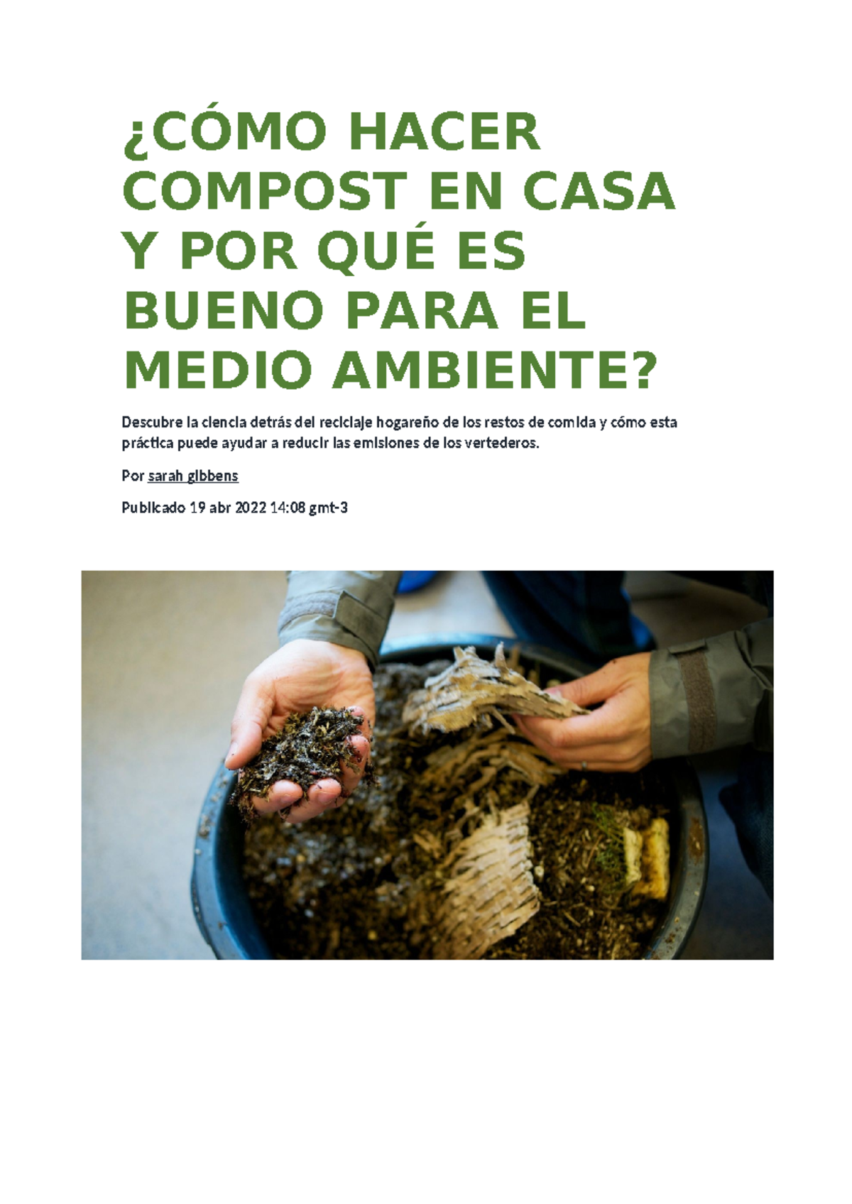 CÓMO Hacer Compost EN CASA Y POR QUÉ ES Bueno PARA EL Medio Ambiente ...