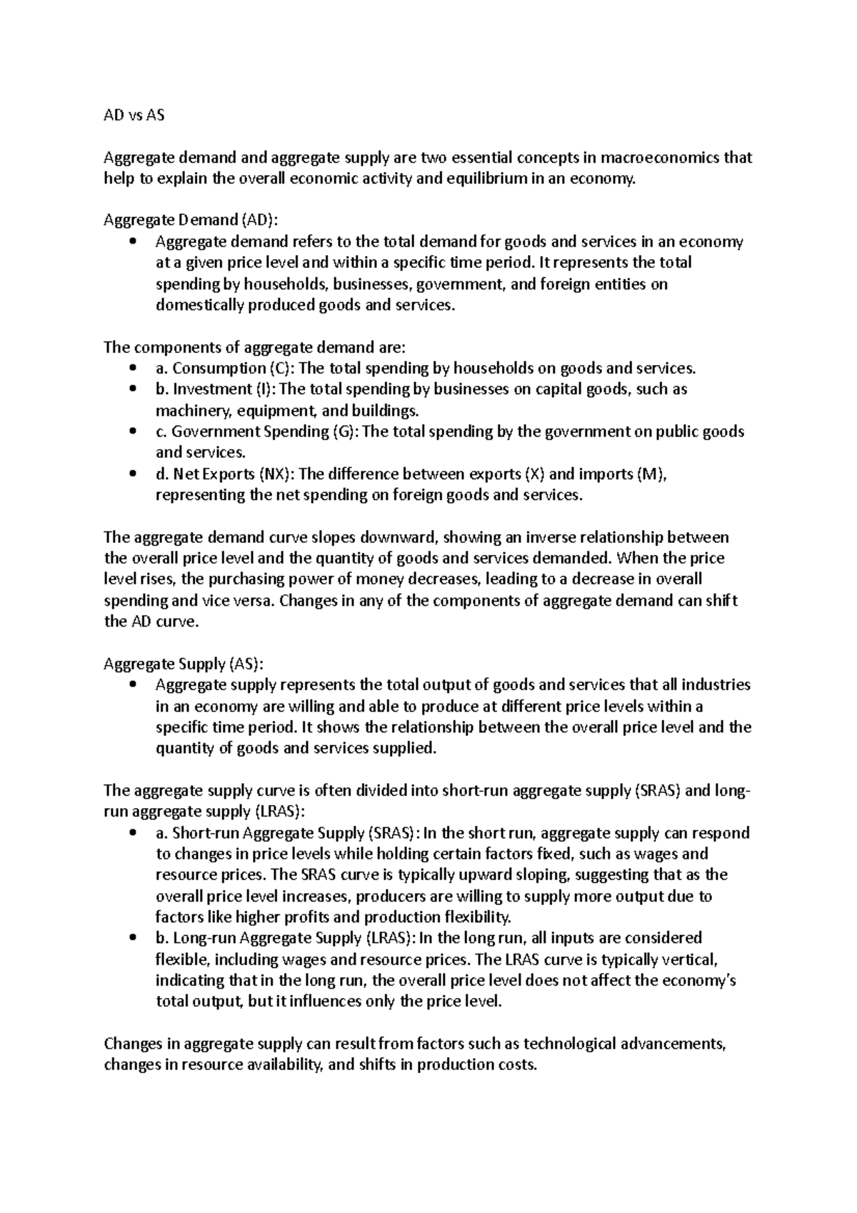 AD vs AS - Aggregate demand and aggregate supply are two essential ...