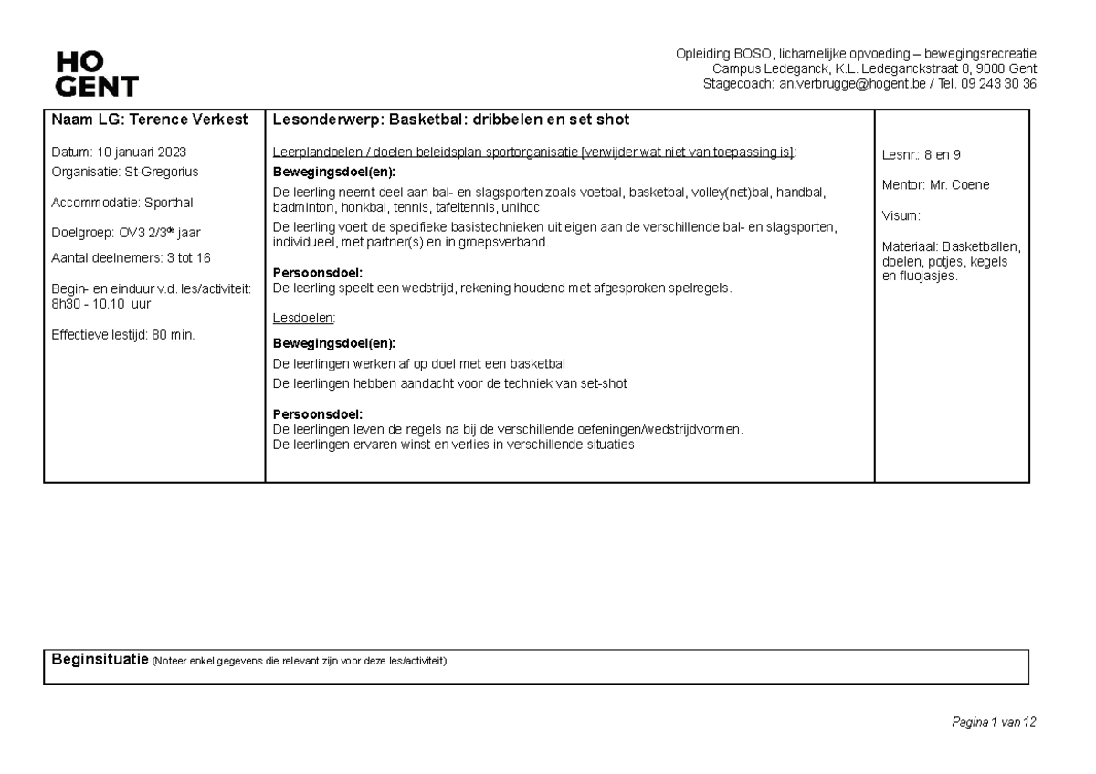 Dribbel en set-shot OV3 type 3, 2 en 3de - Campus Ledeganck, K ...