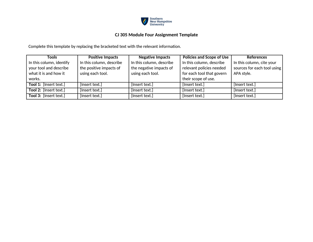 CJ 305 Module Four Assignment Template - CJ 305 Module Four Assignment ...