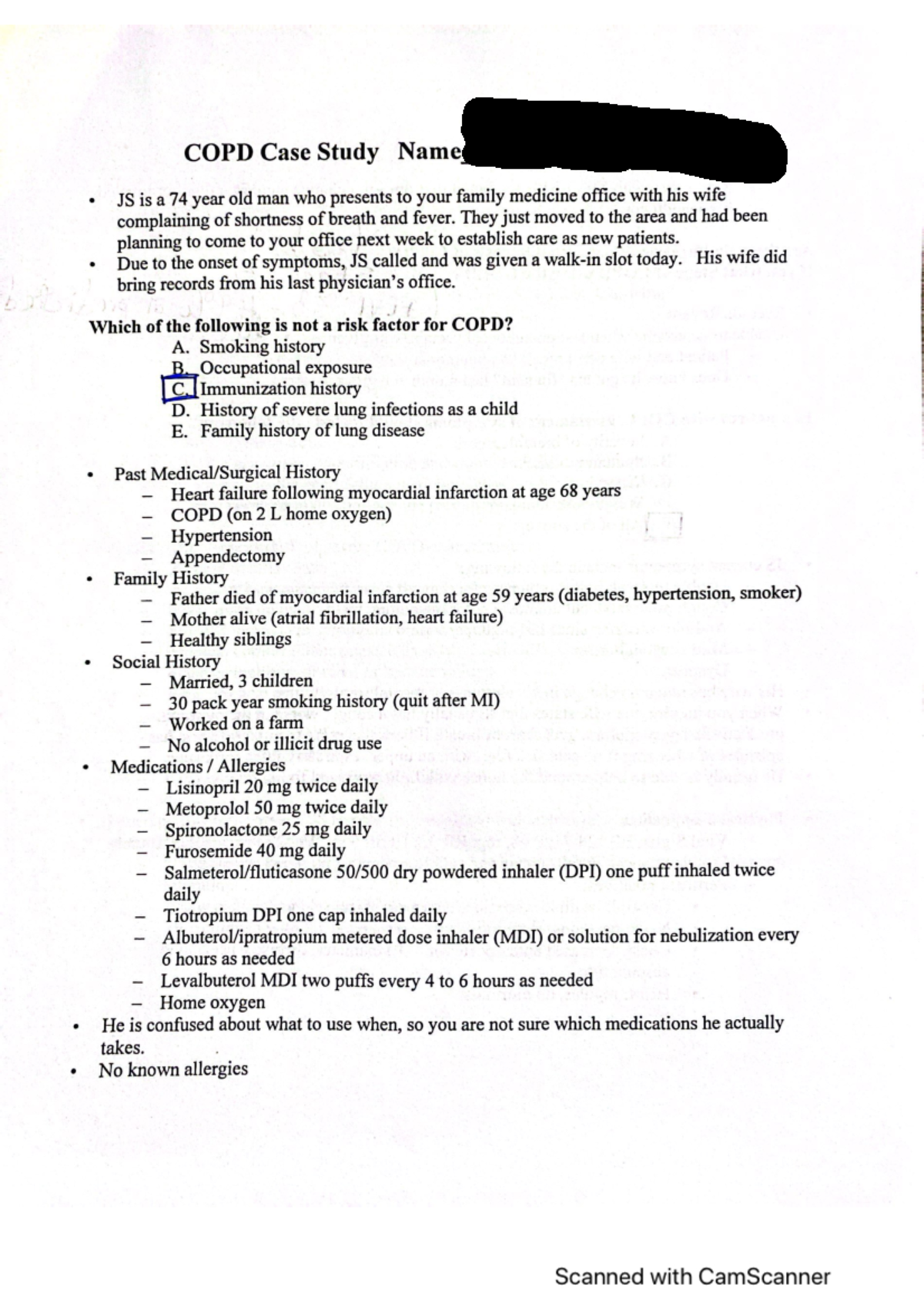 COPD Case Study - NUR401 - Studocu