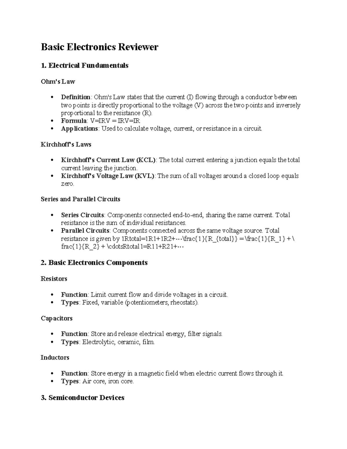 Basic Electronics reviewer - Electrical Fundamentals Ohm's Law ...