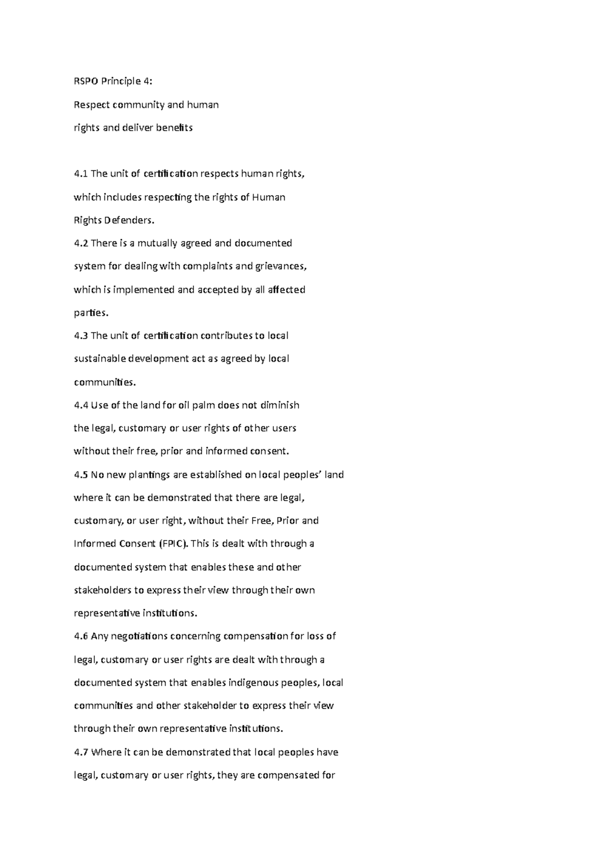 RSPO Principle 4 - agr - RSPO Principle 4: Respect community and human ...