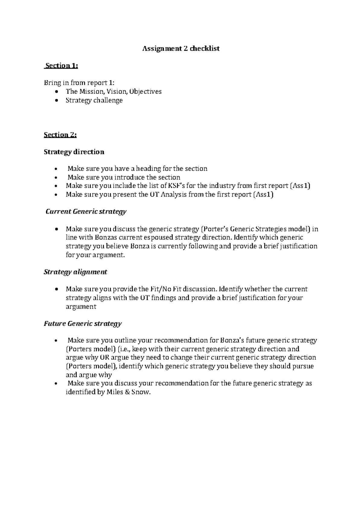 BUSM3125 SM Assignment 2 checklist (06-05-22) - **Assignment 2 ...
