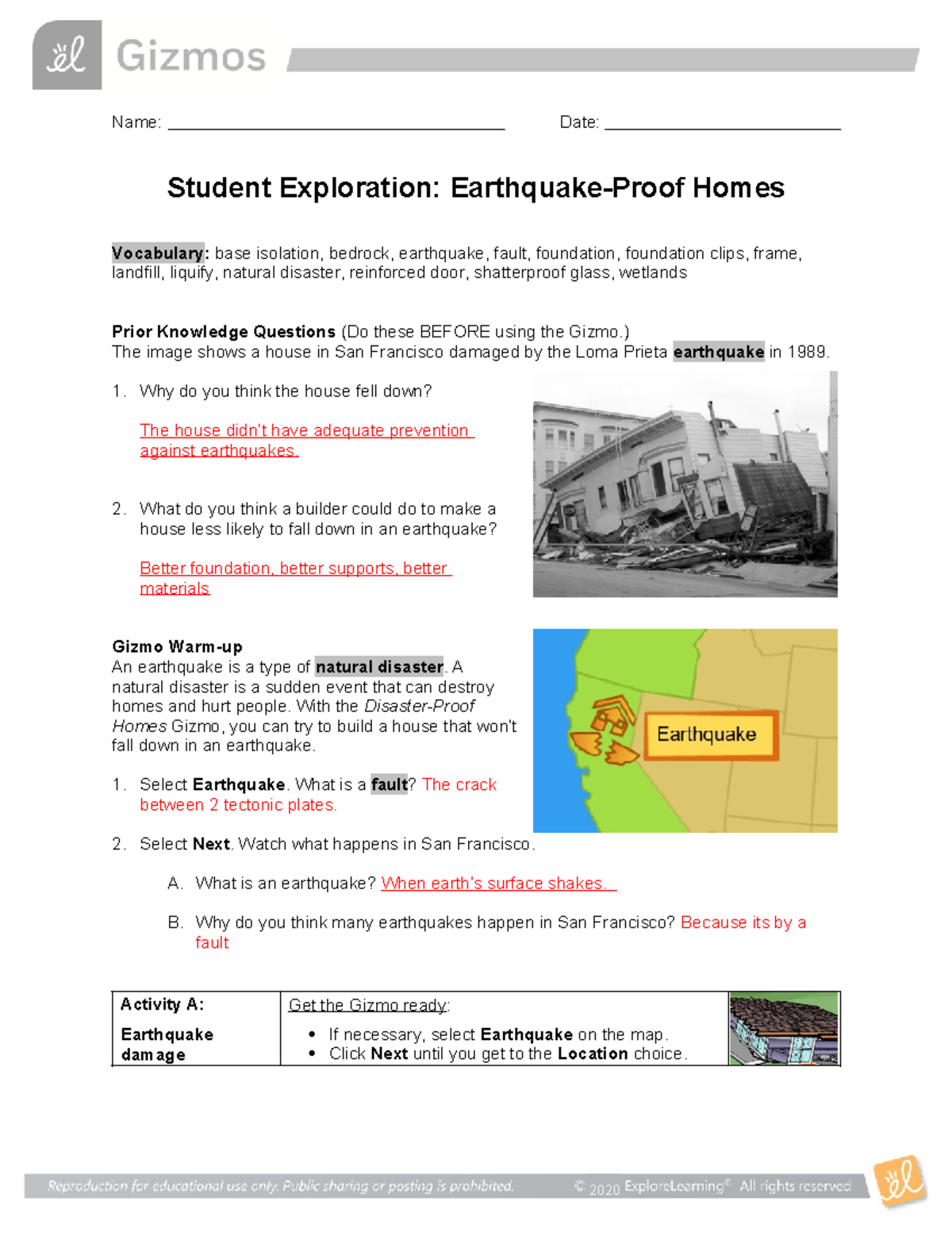 Earthquake Proof Homes Homes SE done - Name: Date: Student Exploration: Earthquake-Proof Homes ...