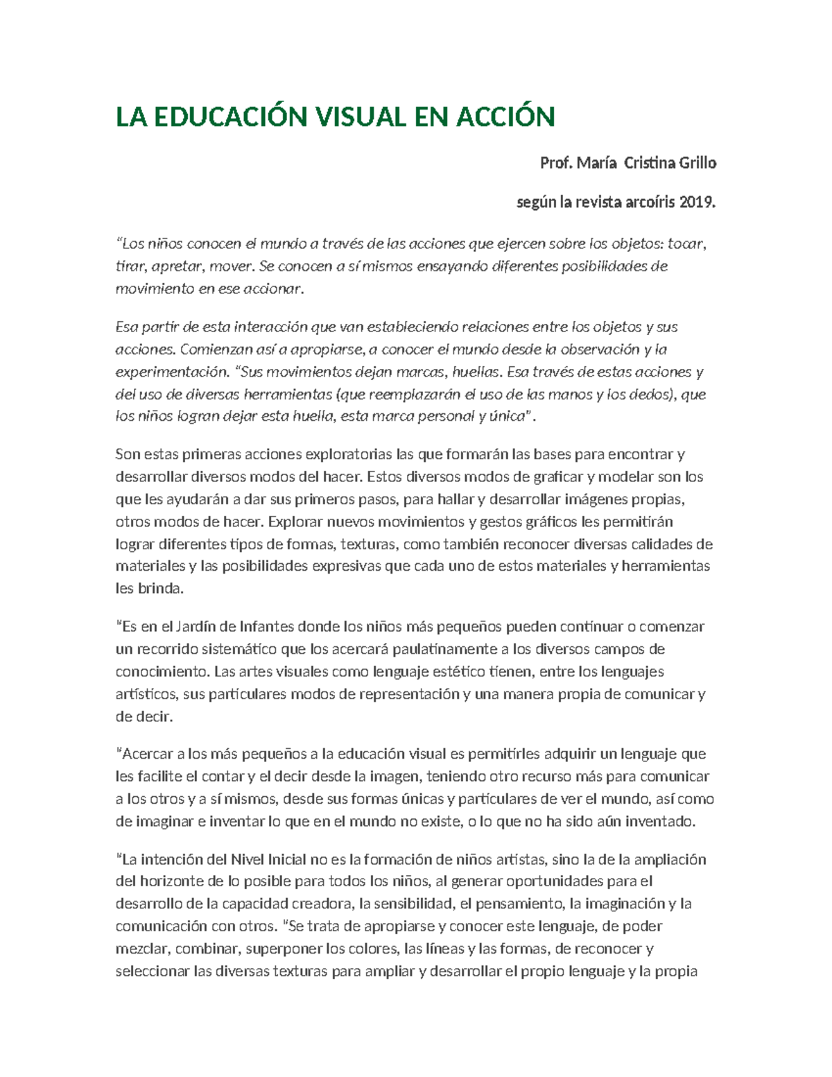 LA Educación Visual EN Acción - LA EDUCACIÓN VISUAL EN ACCIÓN Prof ...