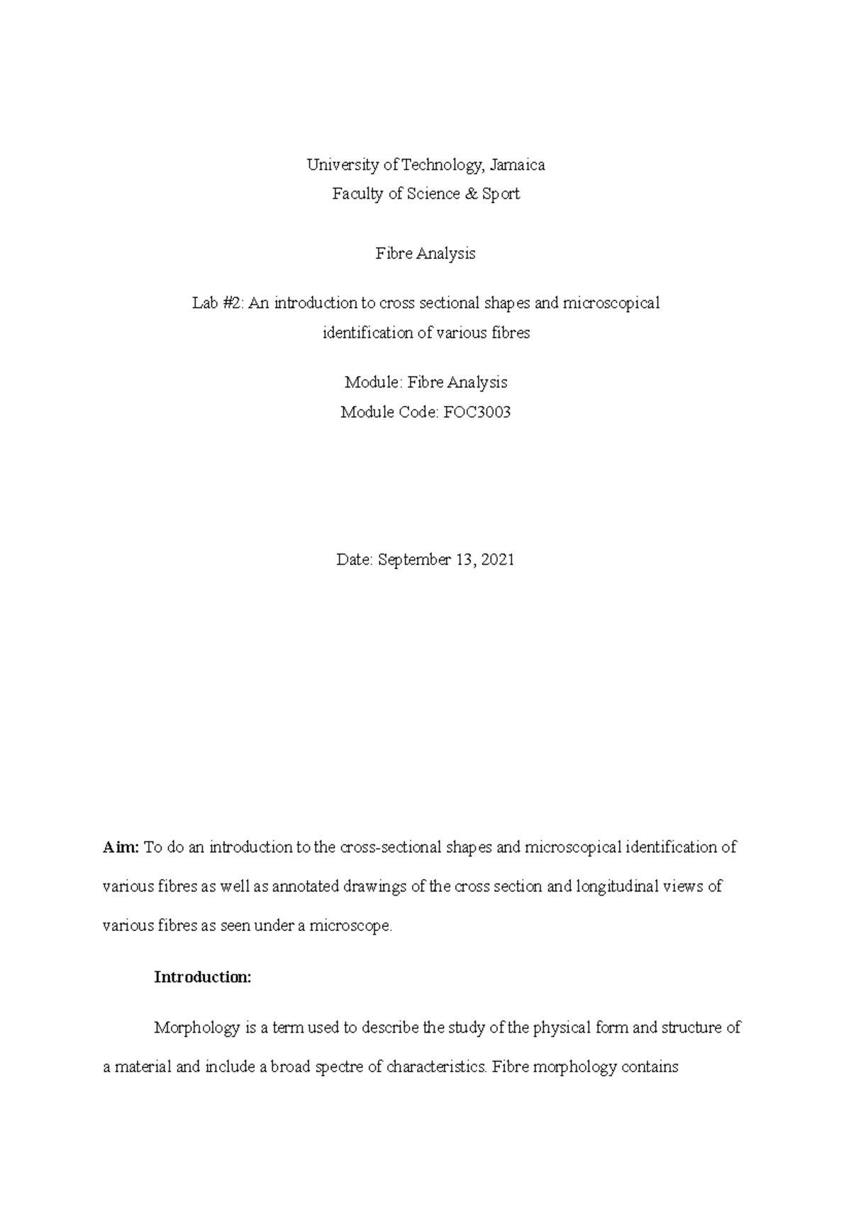 Introduction to cross sectional shapes and microscopical identification ...