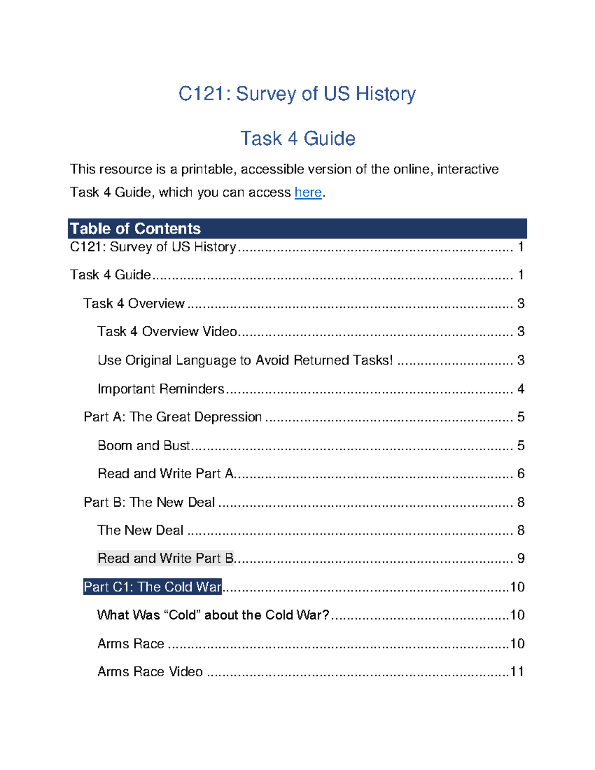 PDF C121 Task 4 Guide - C121: Survey of US History Task 4 Guide This ...