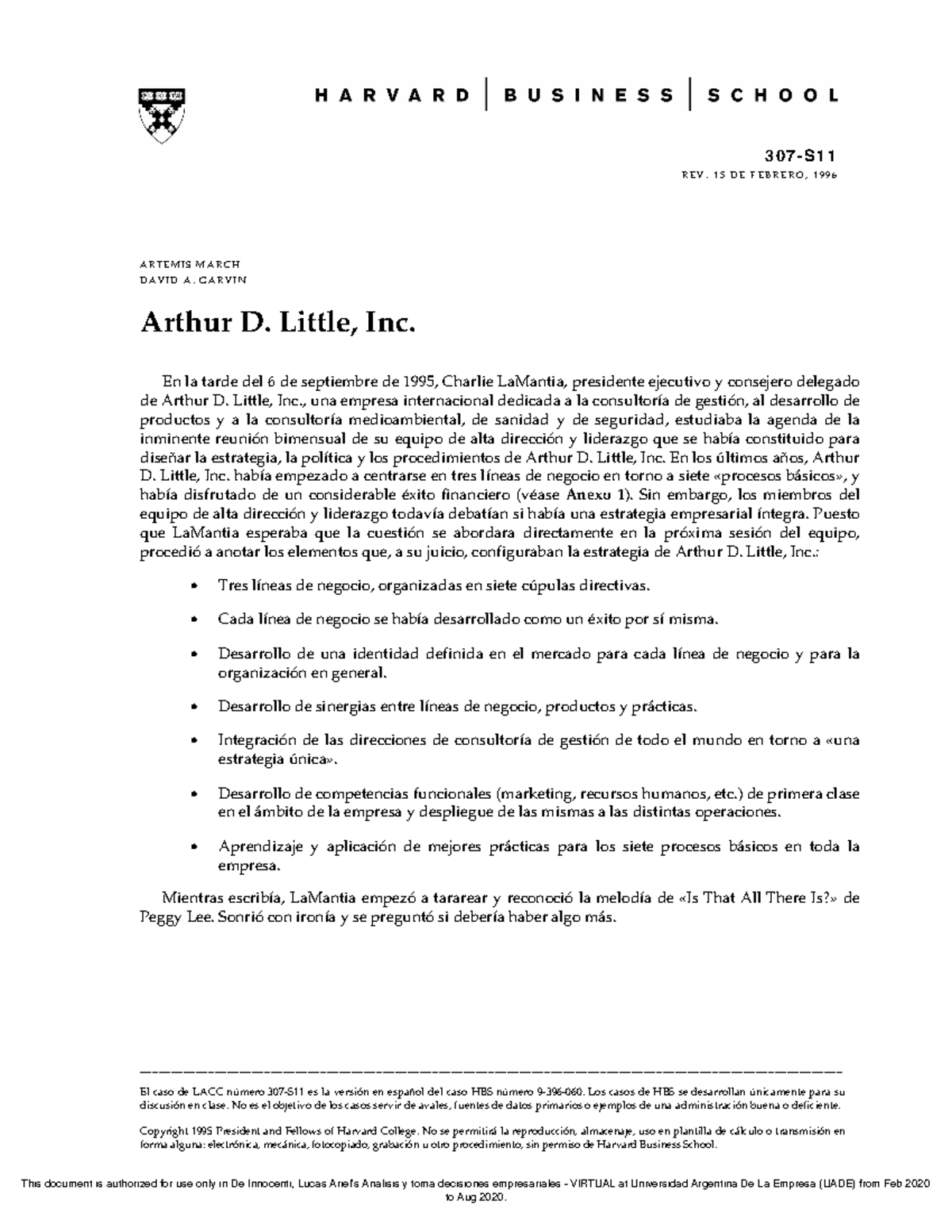 Arthur D. Little, Inc - 3 0 7 - S 1 1 R E V. 1 5 D E F E B R E R O , 1 ...
