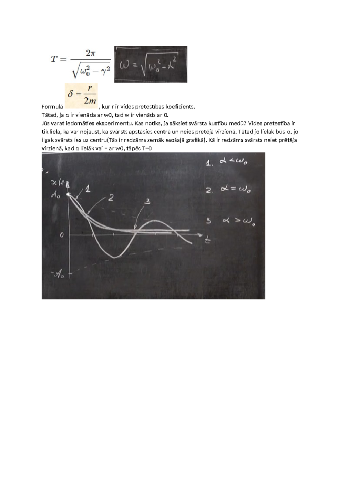 W0 un a - Mathematics algebra - Formulā , kur r ir vides pretestības ...