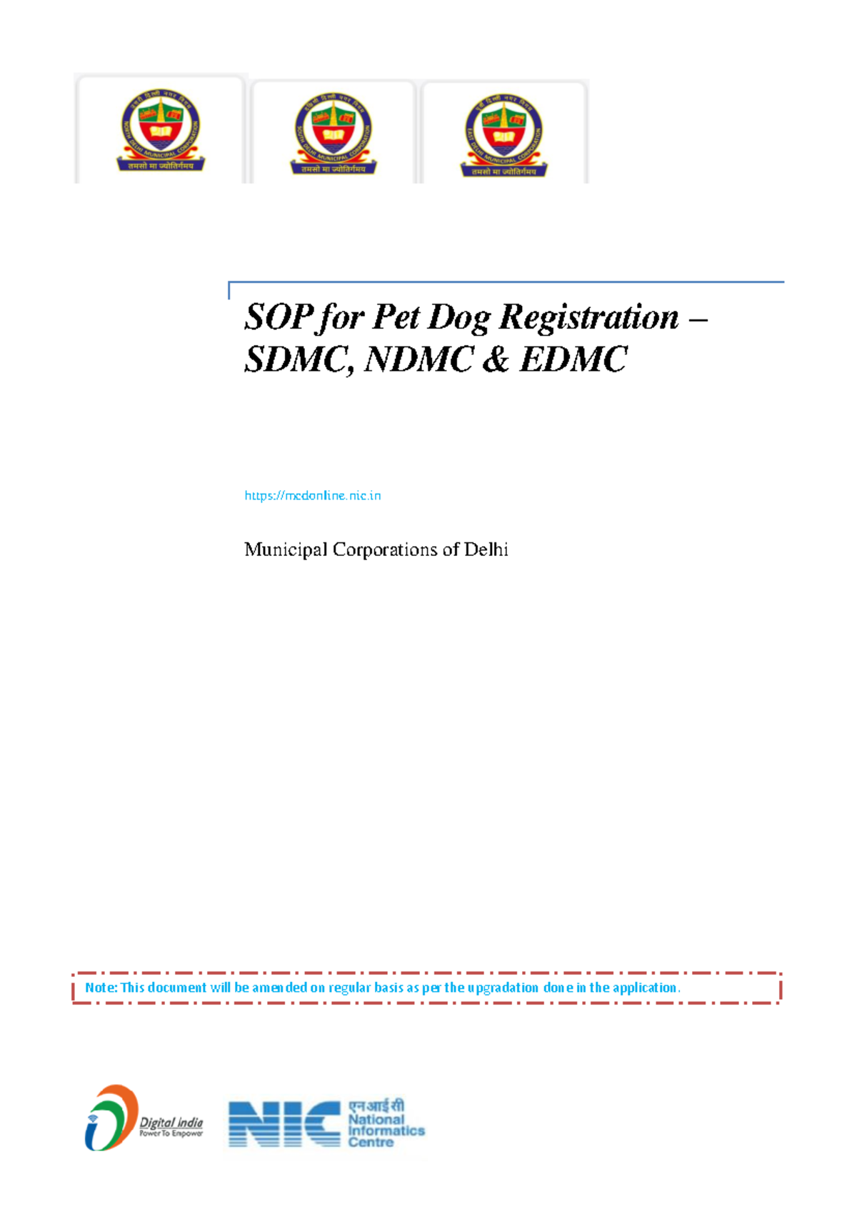 Petdogsop - SOP for Pet Dog Registration – SDMC, NDMC & EDMC mcdonline ...