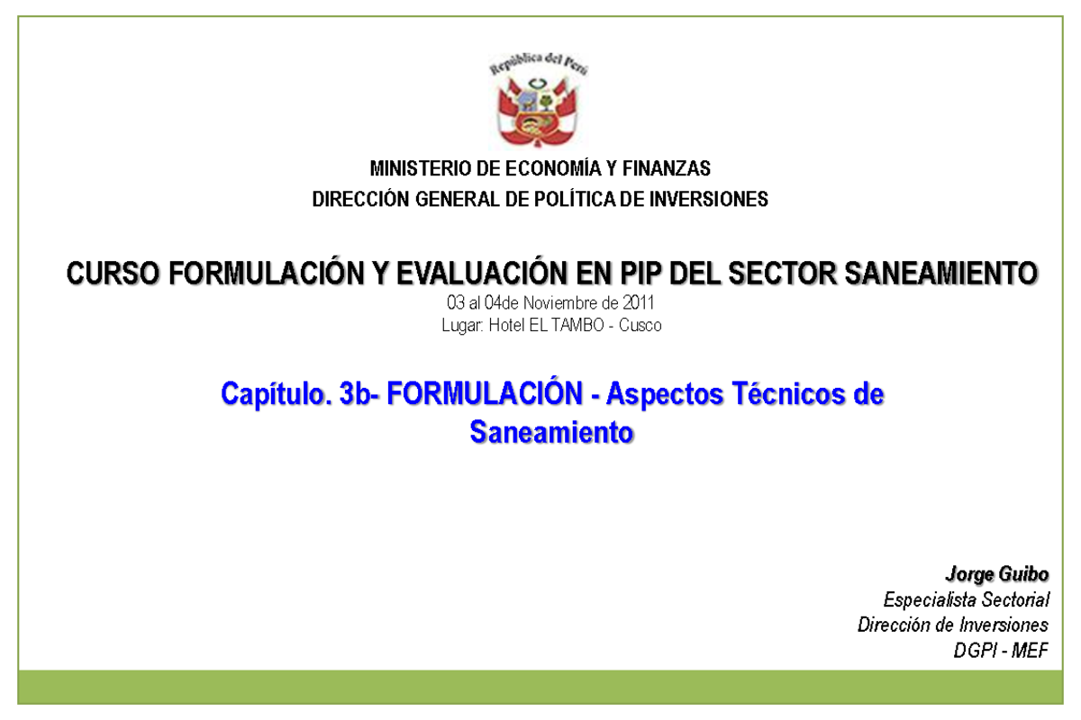 Aspectos Tecnicos Saneamiento - MINISTERIO DE ECONOMÕA Y FINANZAS ...