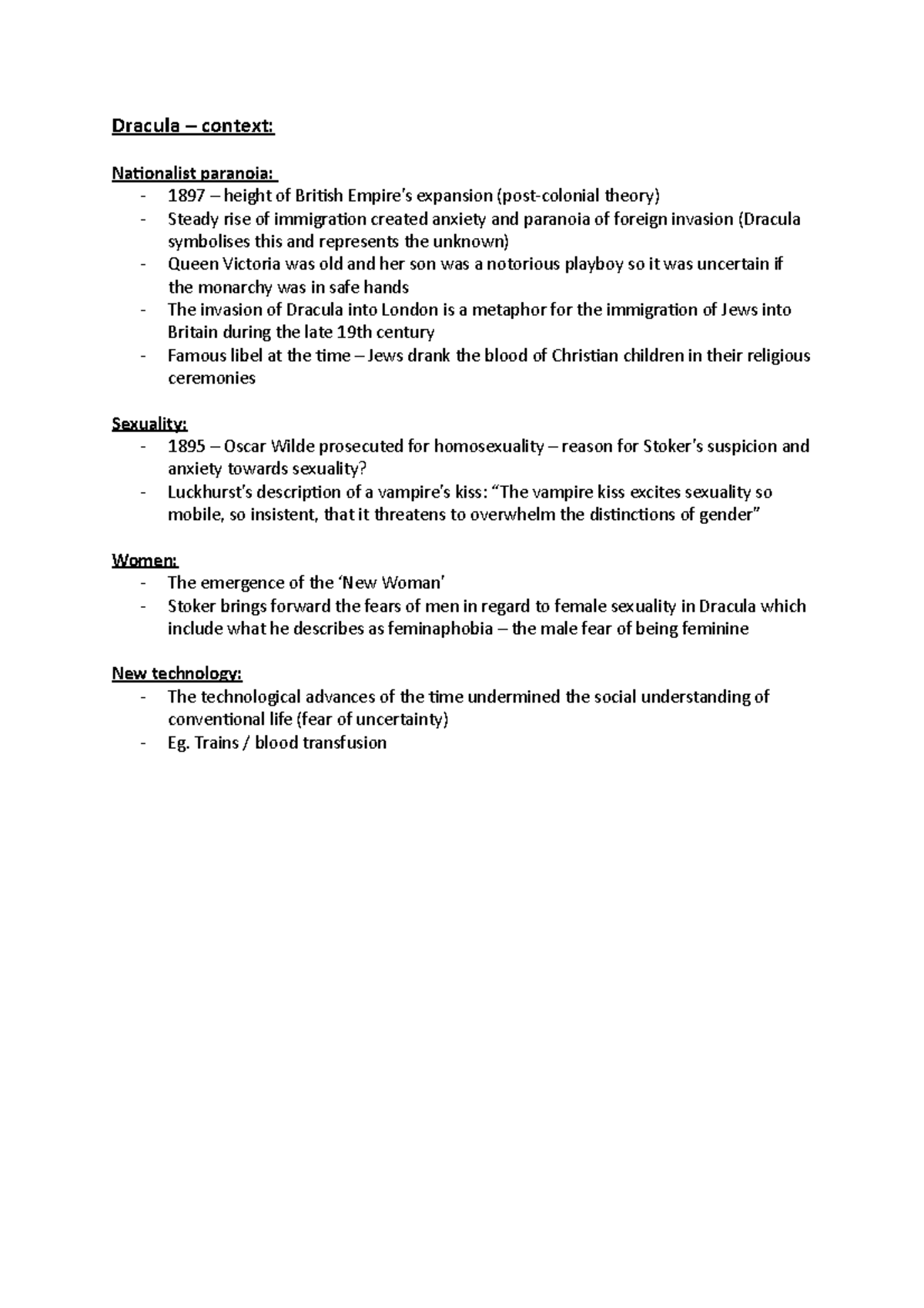 Dracula - context - Dracula – context: Nationalist paranoia: - 1897 ...