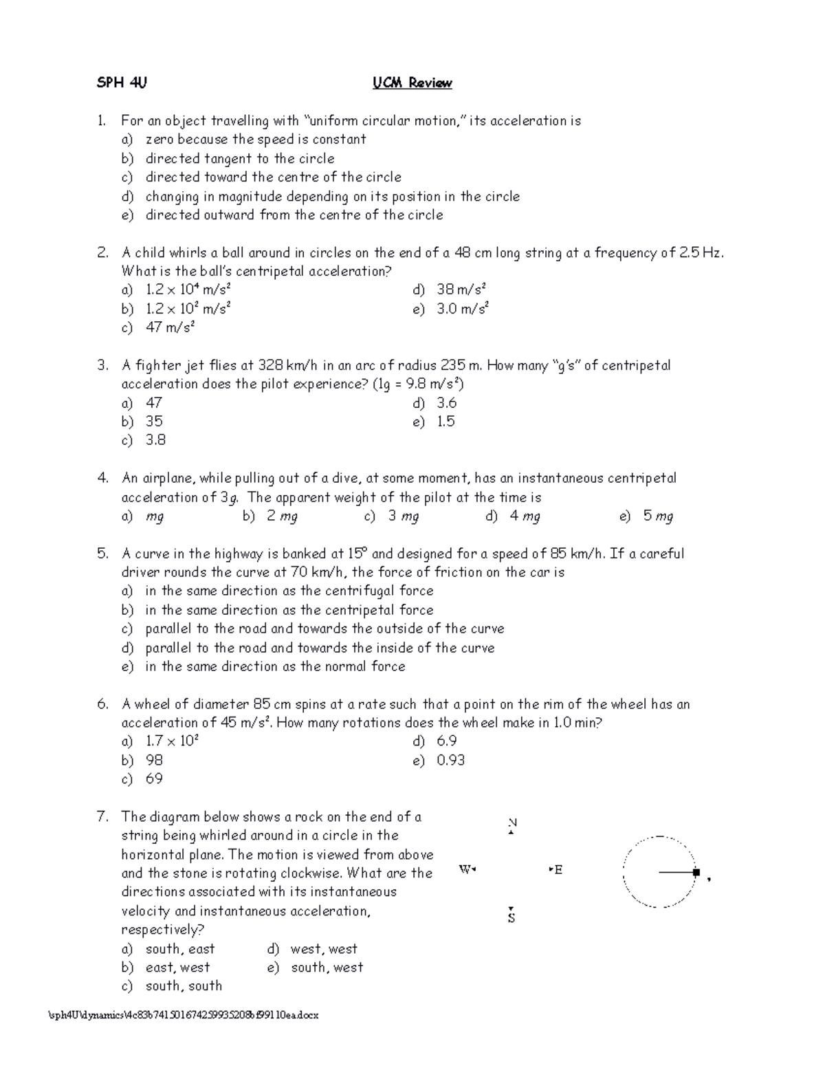 Circular movement - SPH 4U UCM Review For an object travelling with ...