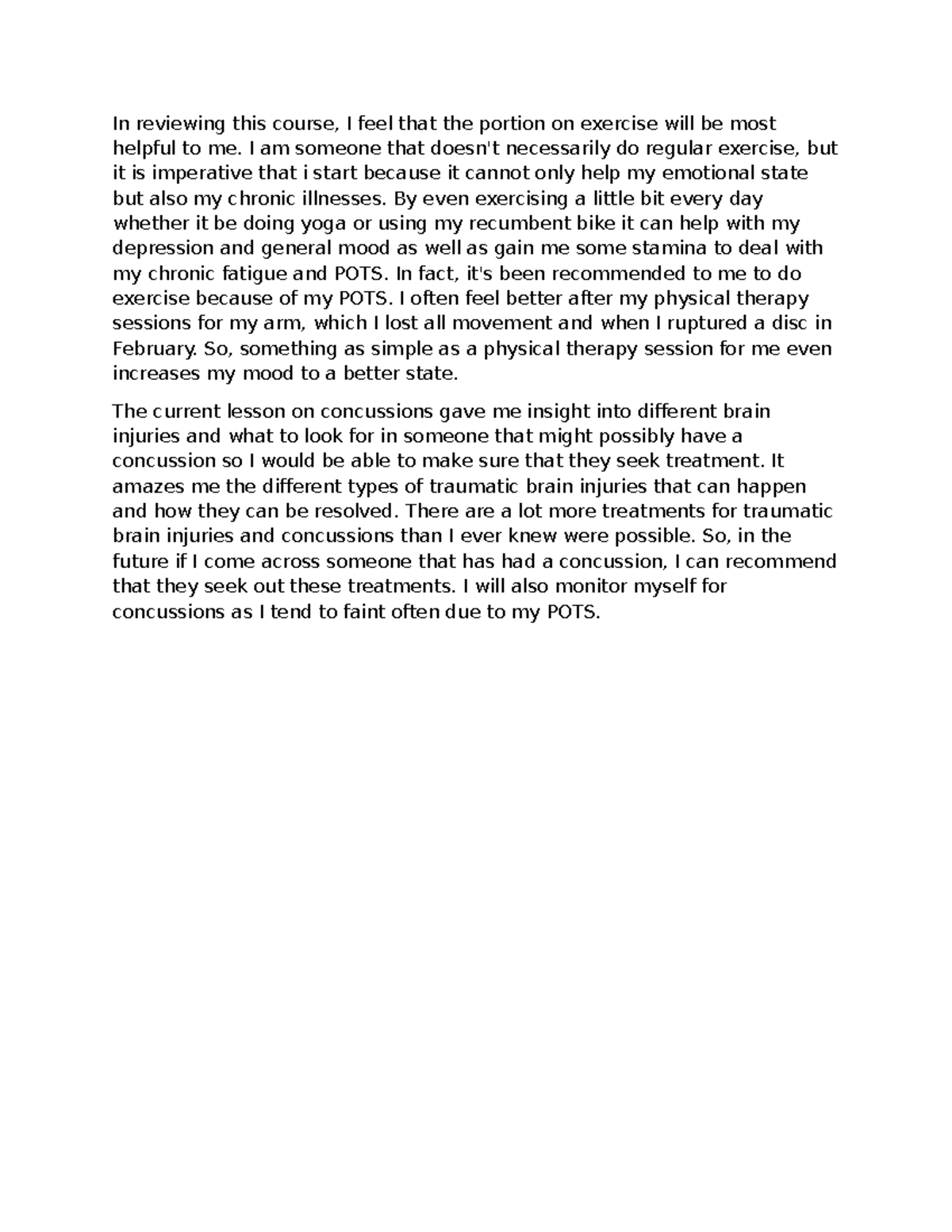 Discussion 8 -2 sports psychology 2024 - In reviewing this course, I ...