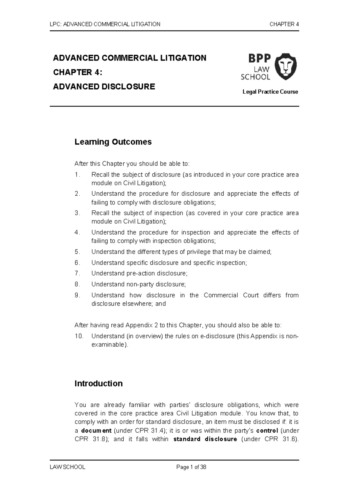 ACL Chapter 4 20-21 - case analysis grid - LPC: ADVANCED COMMERCIAL ...
