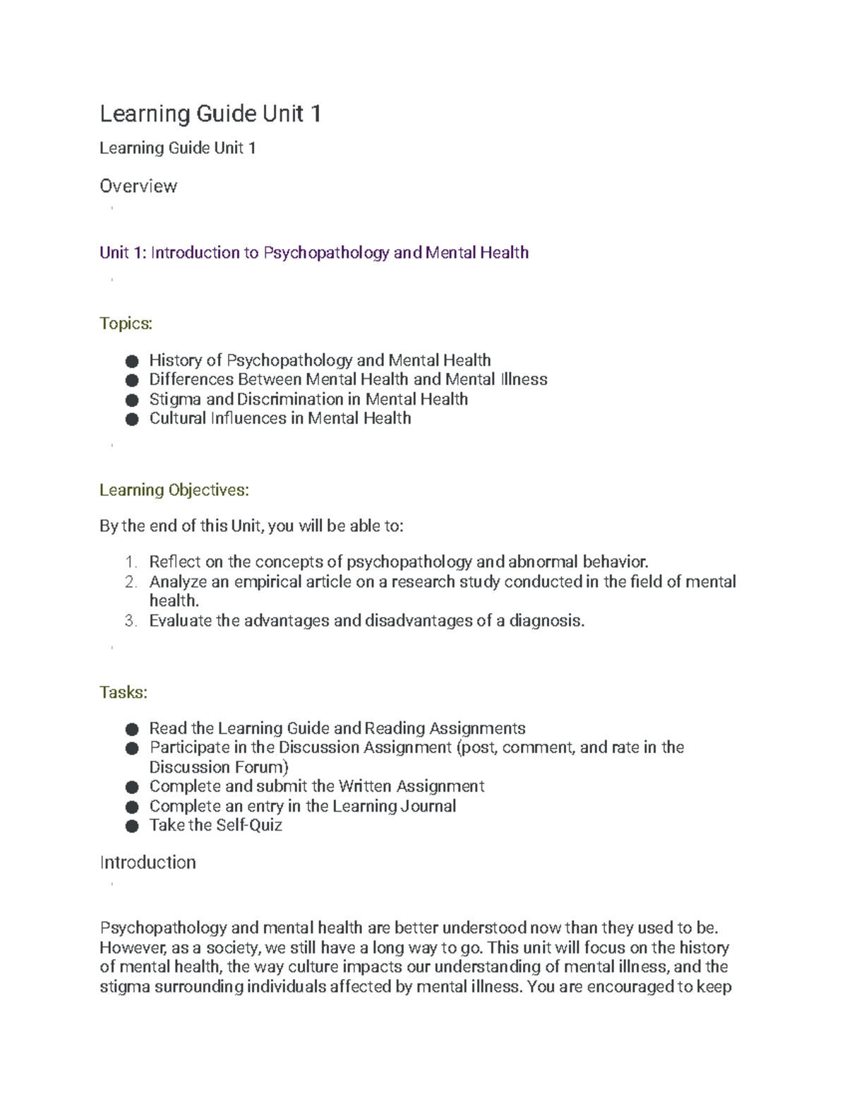 Learning Guide Unit 1 - Analyze an empirical article on a research ...