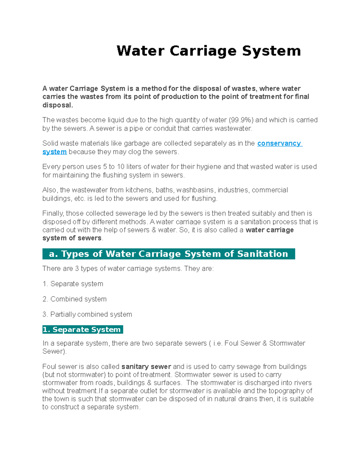 Water supply engineering 3 - Water Carriage System A water Carriage ...