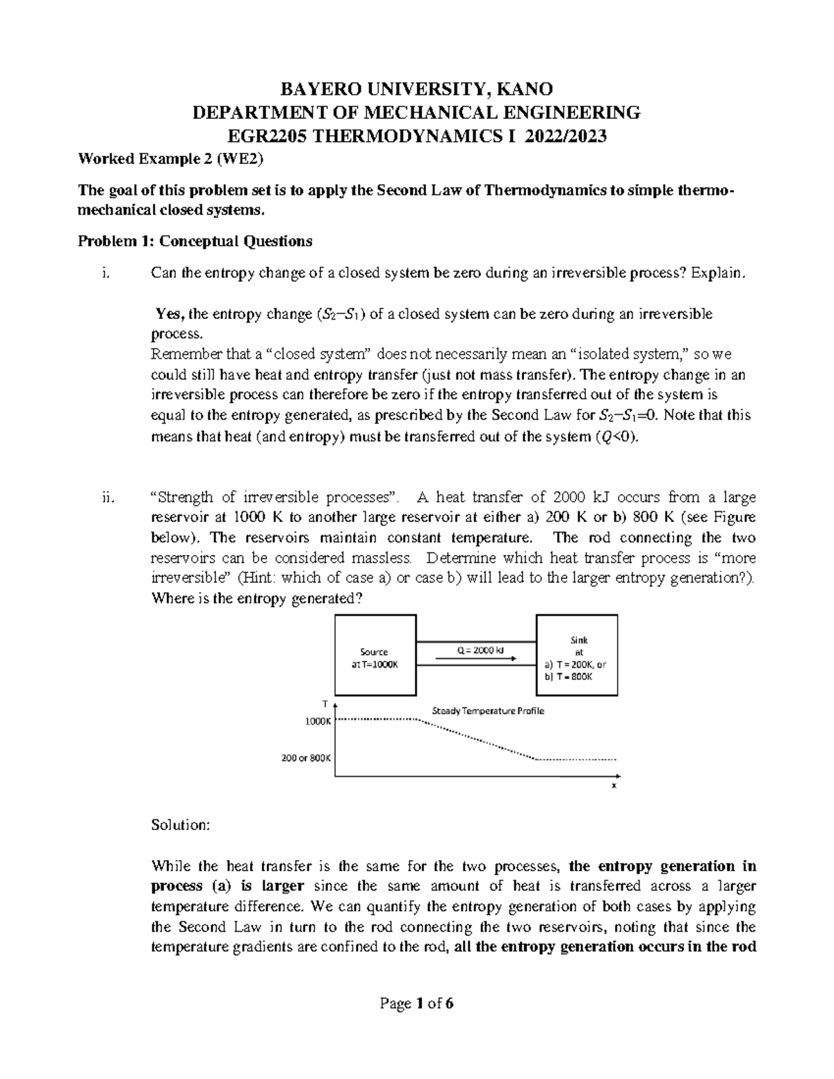 EGR2205 Worked Example 2 2022 2023 - BAYERO UNIVERSITY, KANO DEPARTMENT ...