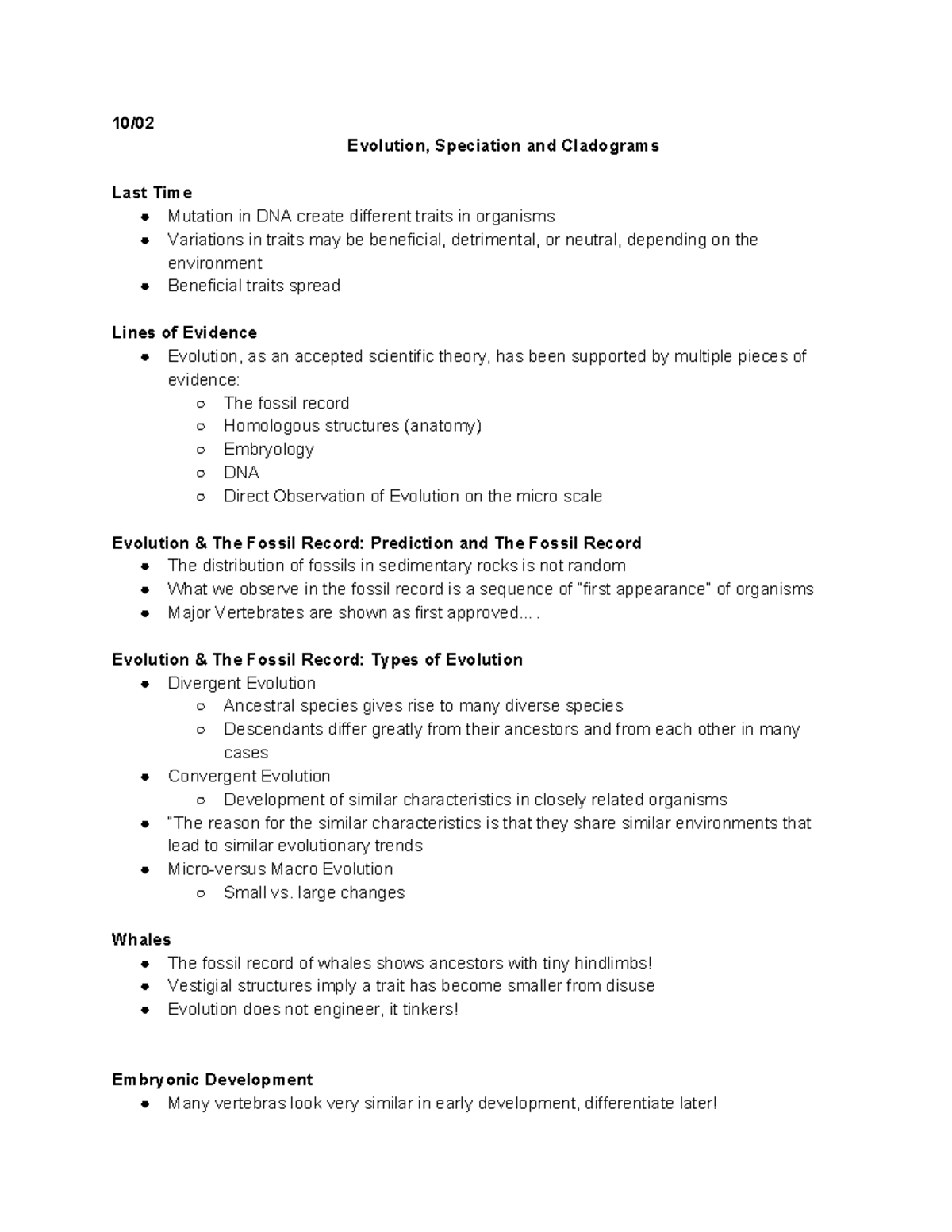 Week 6 GEOL 107 Lecture Notes 4 6 10 Evolution Speciation And week-6-geol-107-lecture-notes-4-6-10-evolution-speciation-and