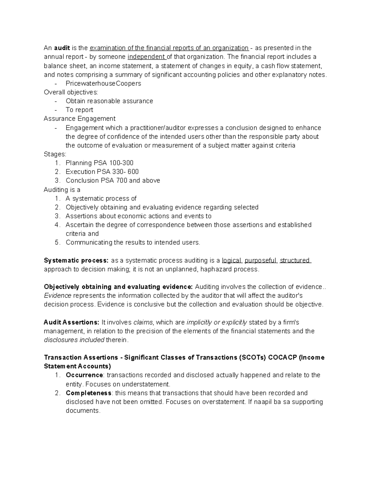 Auditing and Assurance: Concepts and Applications Chapter 1 Reviewer ...