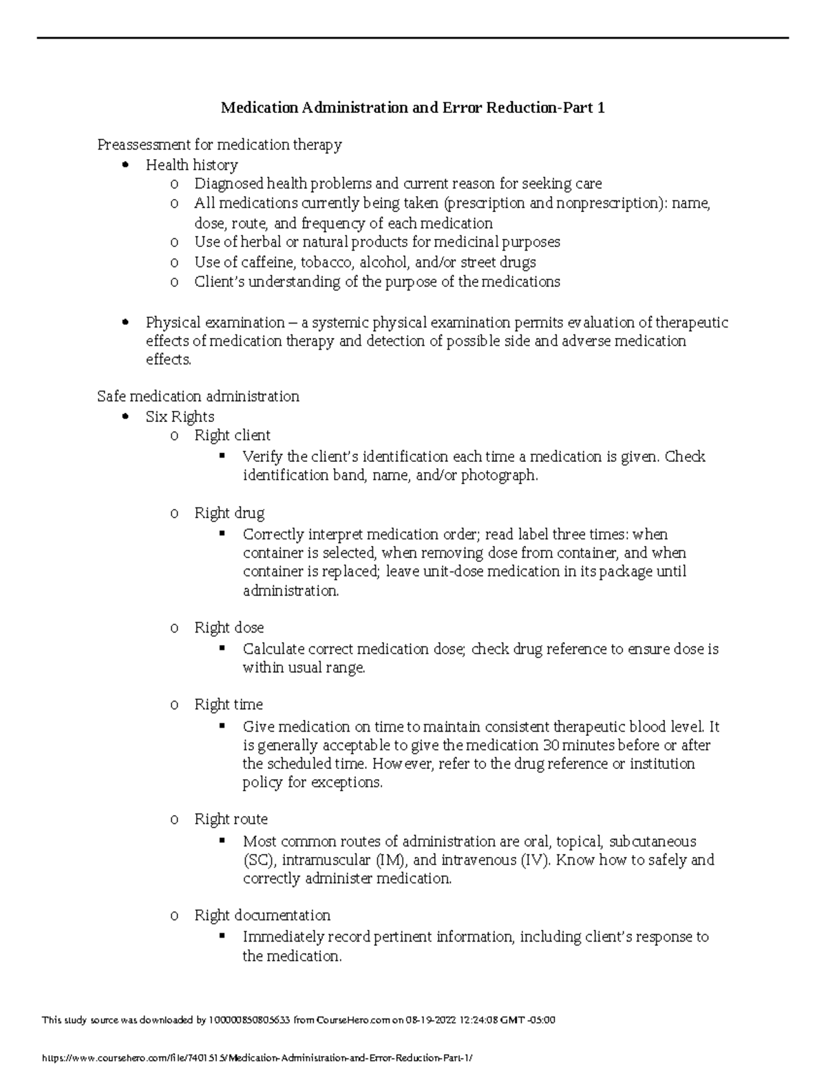 Medication Administration and Error Reduction Part 1 - Medication ...