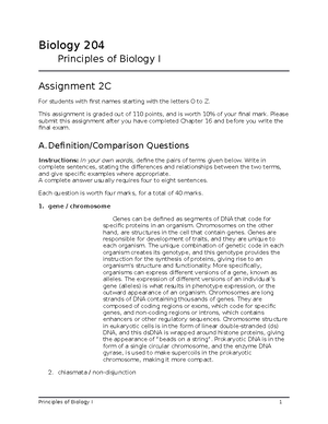 Biol204 assignemnt 4 Athabasca University - Assignment 4 A (A–G) For ...