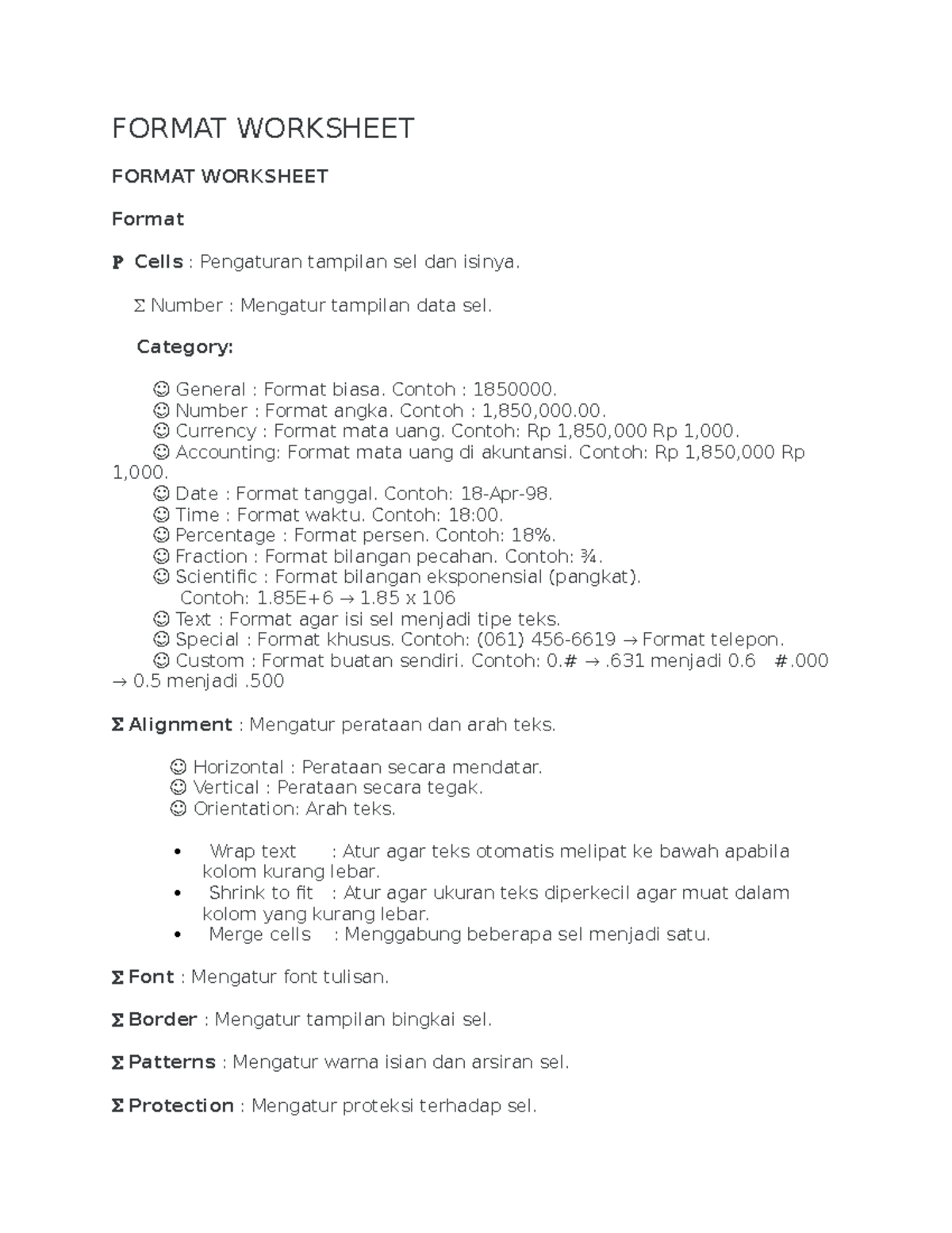 11. Format Worksheet - Manajemen keuangan semester 1 - FORMAT WORKSHEET ...