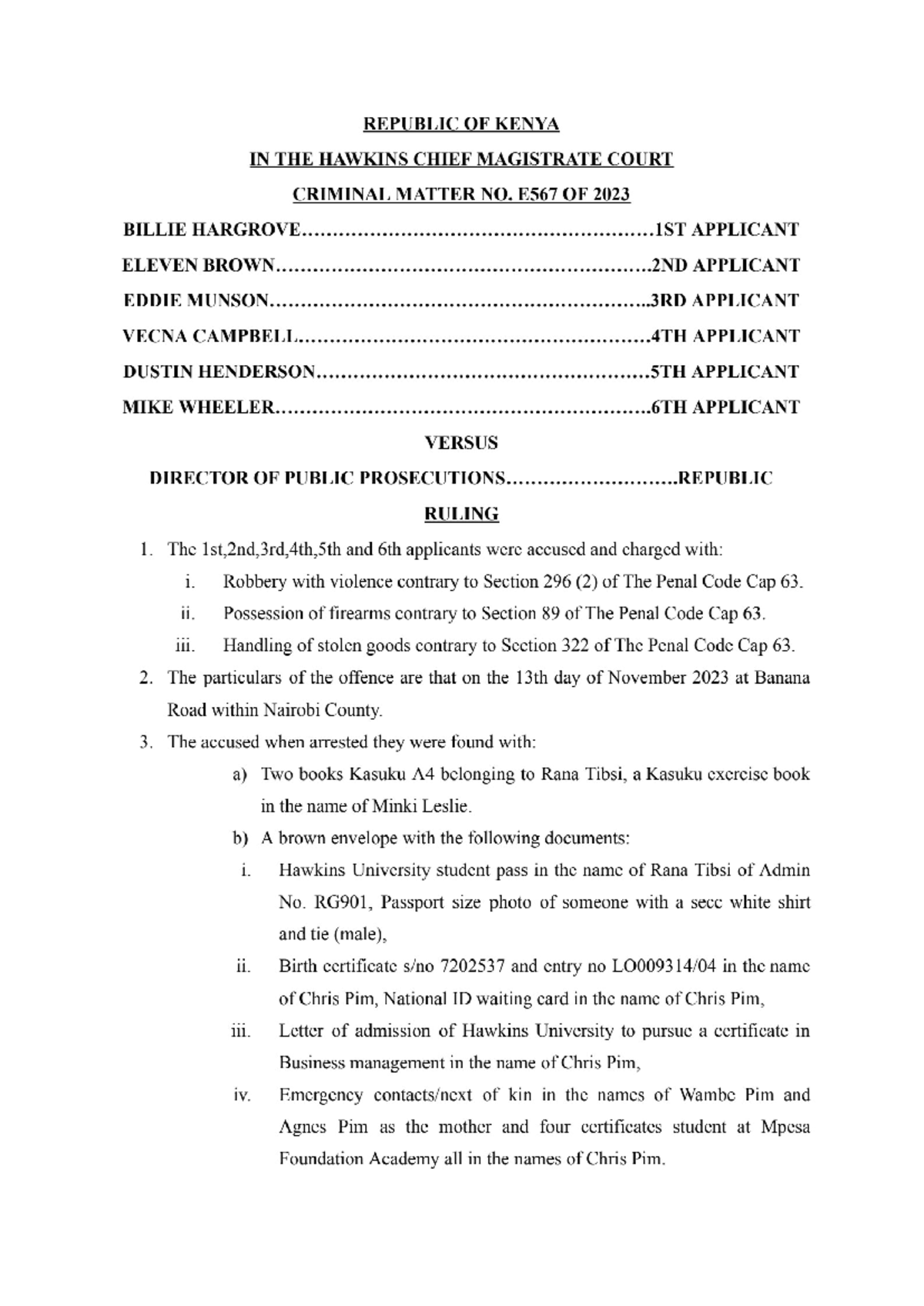 Ruling under sec 210 of CPC - REPUBLIC OF KENYA IN THE HAWKINS CHIEF ...