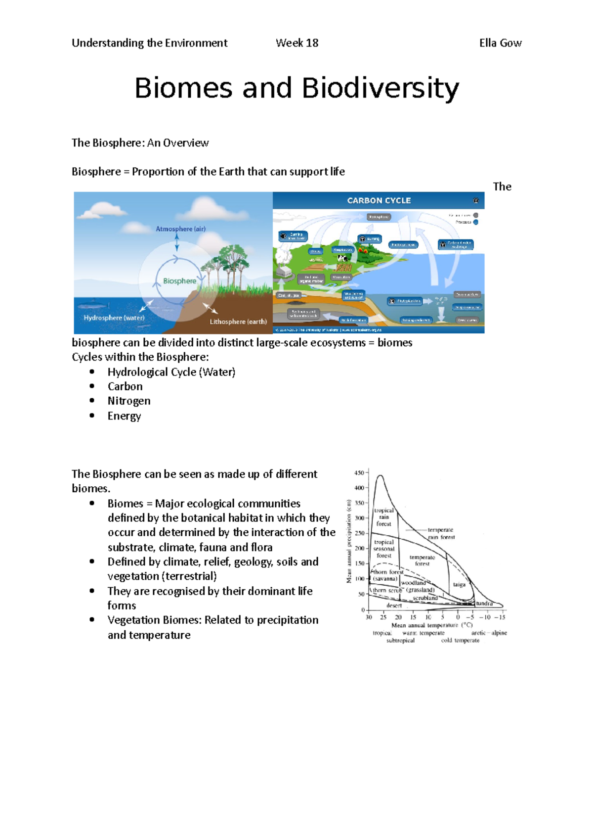 Biomes and Biodiversity - Understanding the Environment Week 18 Ella ...
