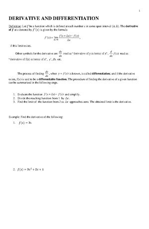 WEEK 3 - Limits OF Functionss - Chapter 2 Limits of Functions In this chapter, we define limits ...