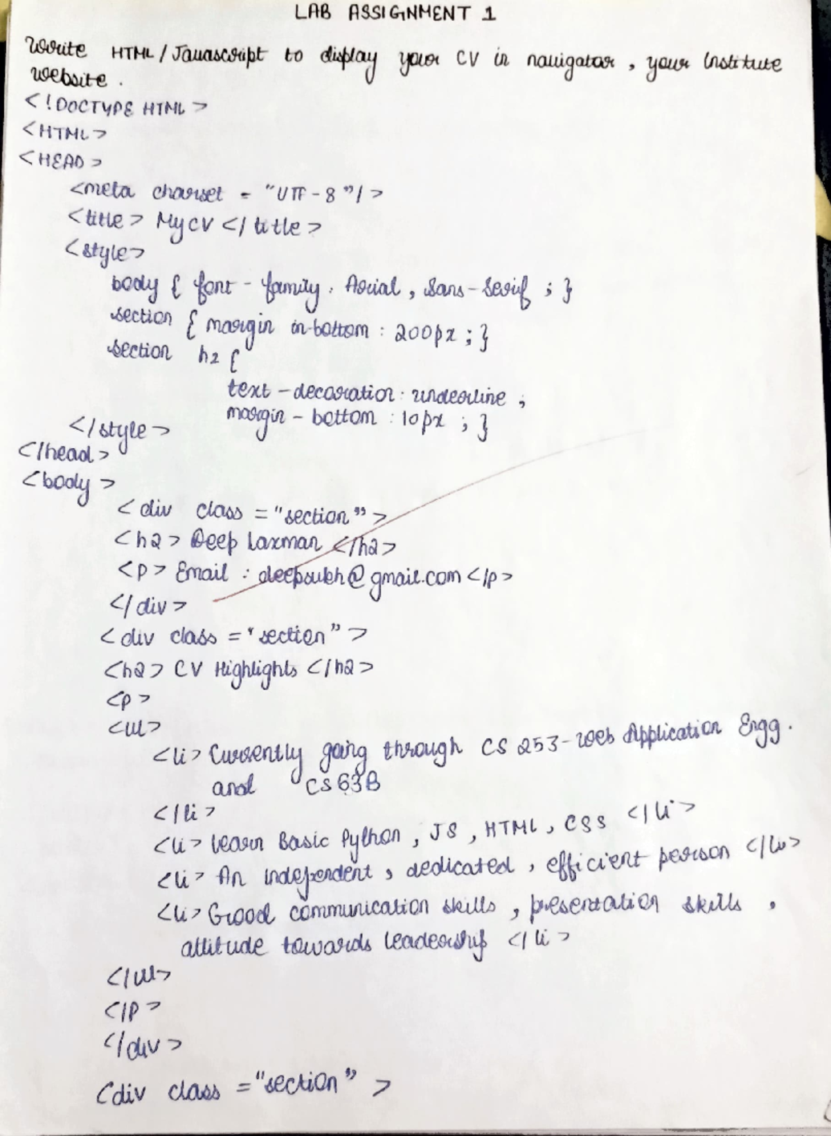 Web tech lab - Web technology lab work - ~ HTHL / J";t- ~ - LAB ASSI G ...