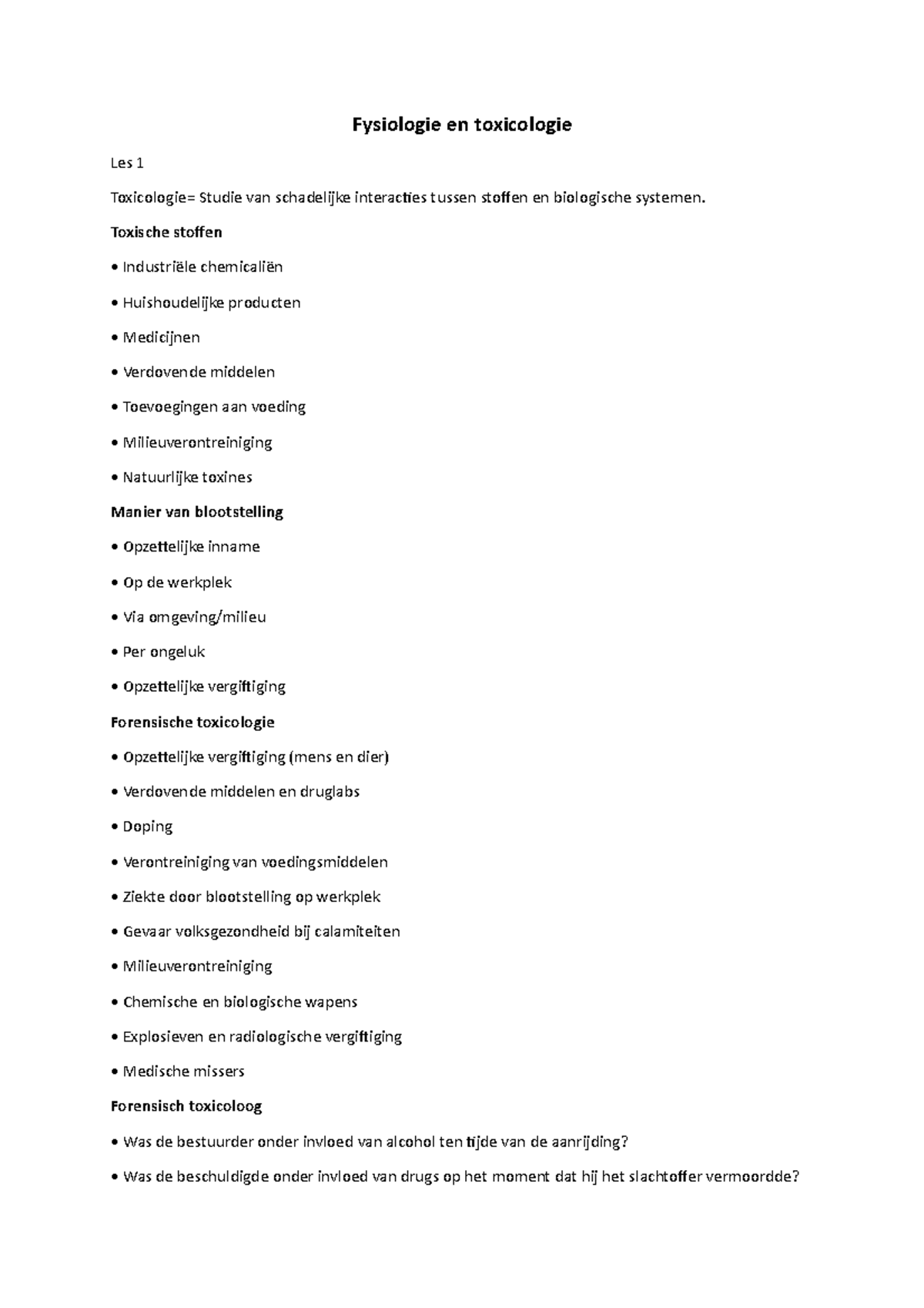 Fysiologie en toxicologie - Toxische stoffen Industriële chemicaliën ...