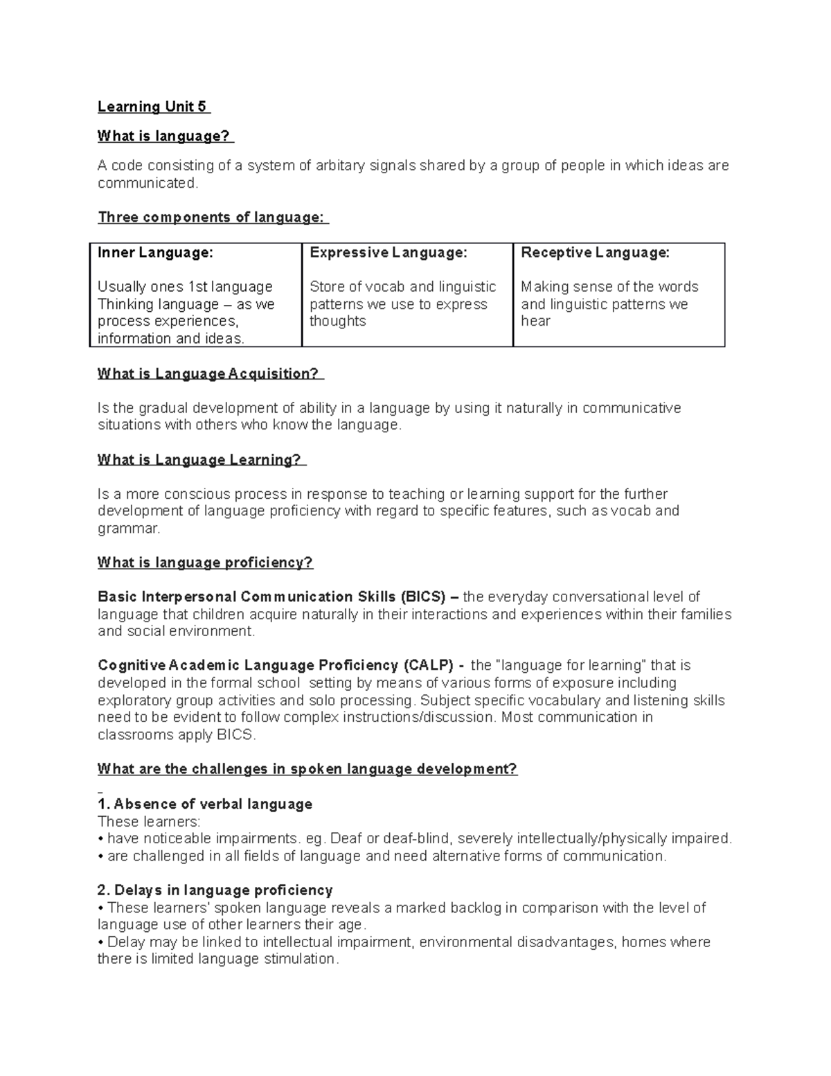 Learning Unit 5 - Summary Inclusive Education - Learning Unit 5 What is ...