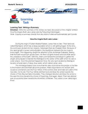 Chapter III - Preactivity Ronie R. Torres JR - Ronie R. Torres Jr. LFCA222N This is a primary ...