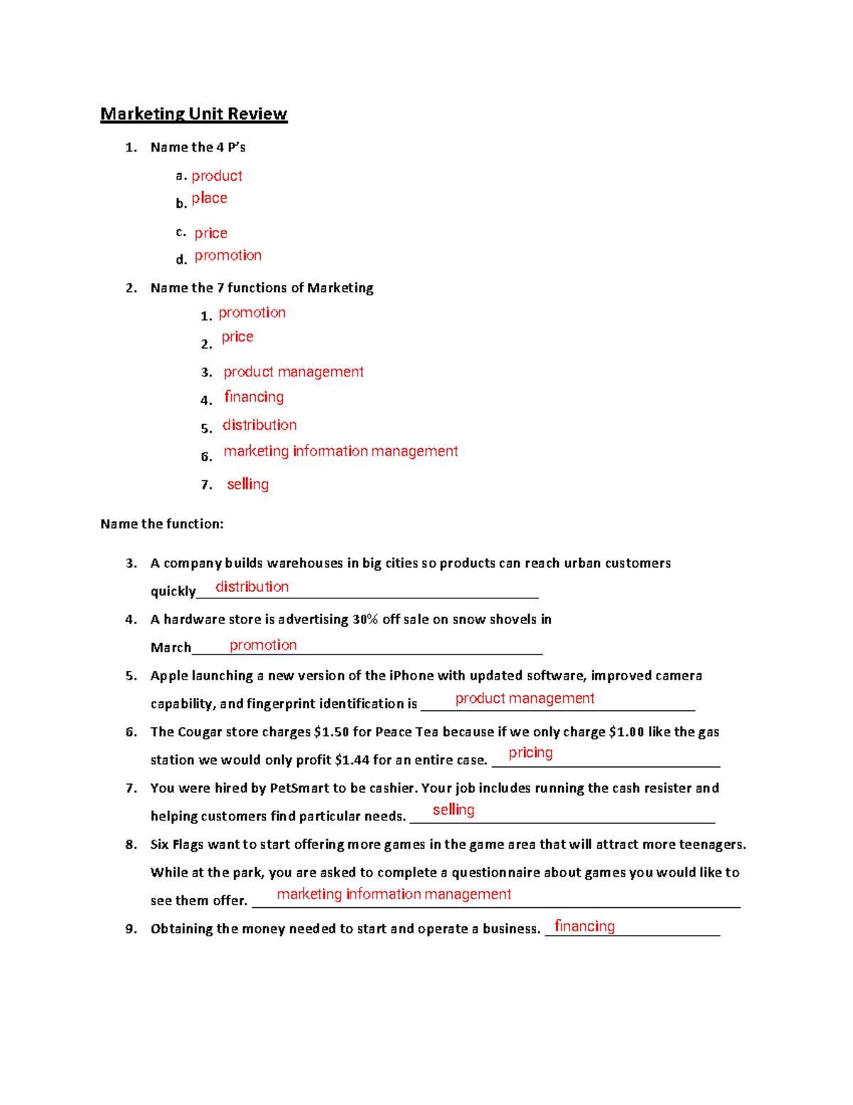 Kami Export - Marketing Unit Review- Intro Business - Marketing Unit ...