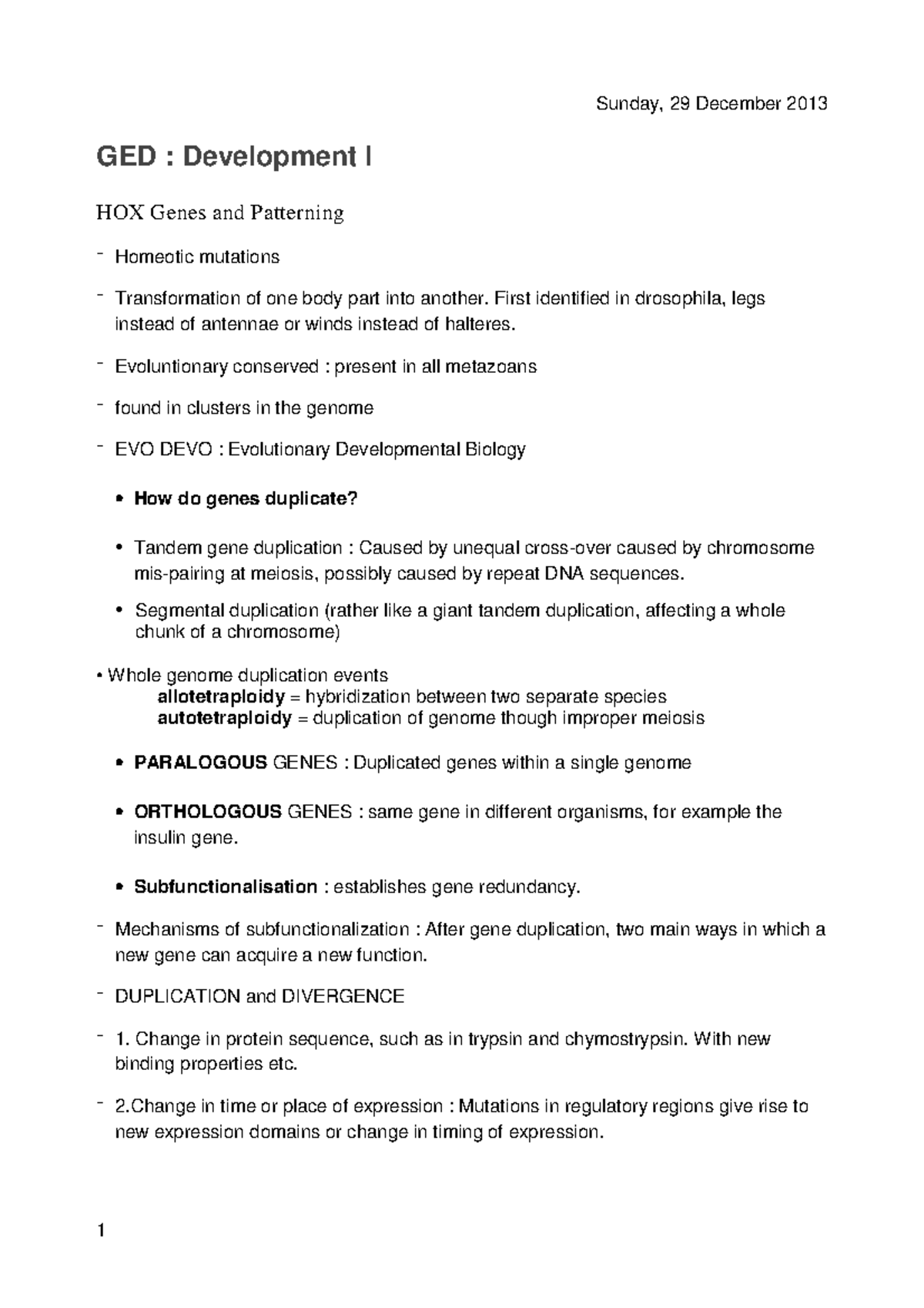 Lecture notes: Development 1 - Sunday, 29 December 2013 1 GED ...