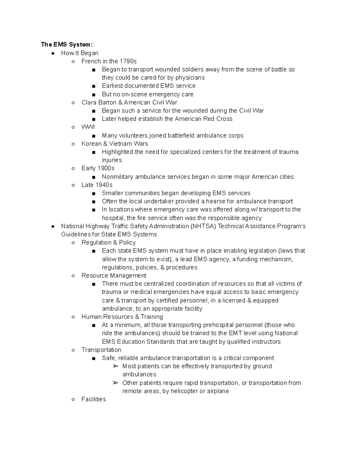 Brady EMS 14th Ed - Chapter 1 - Intro to EMS - Notes - The EMS System ...