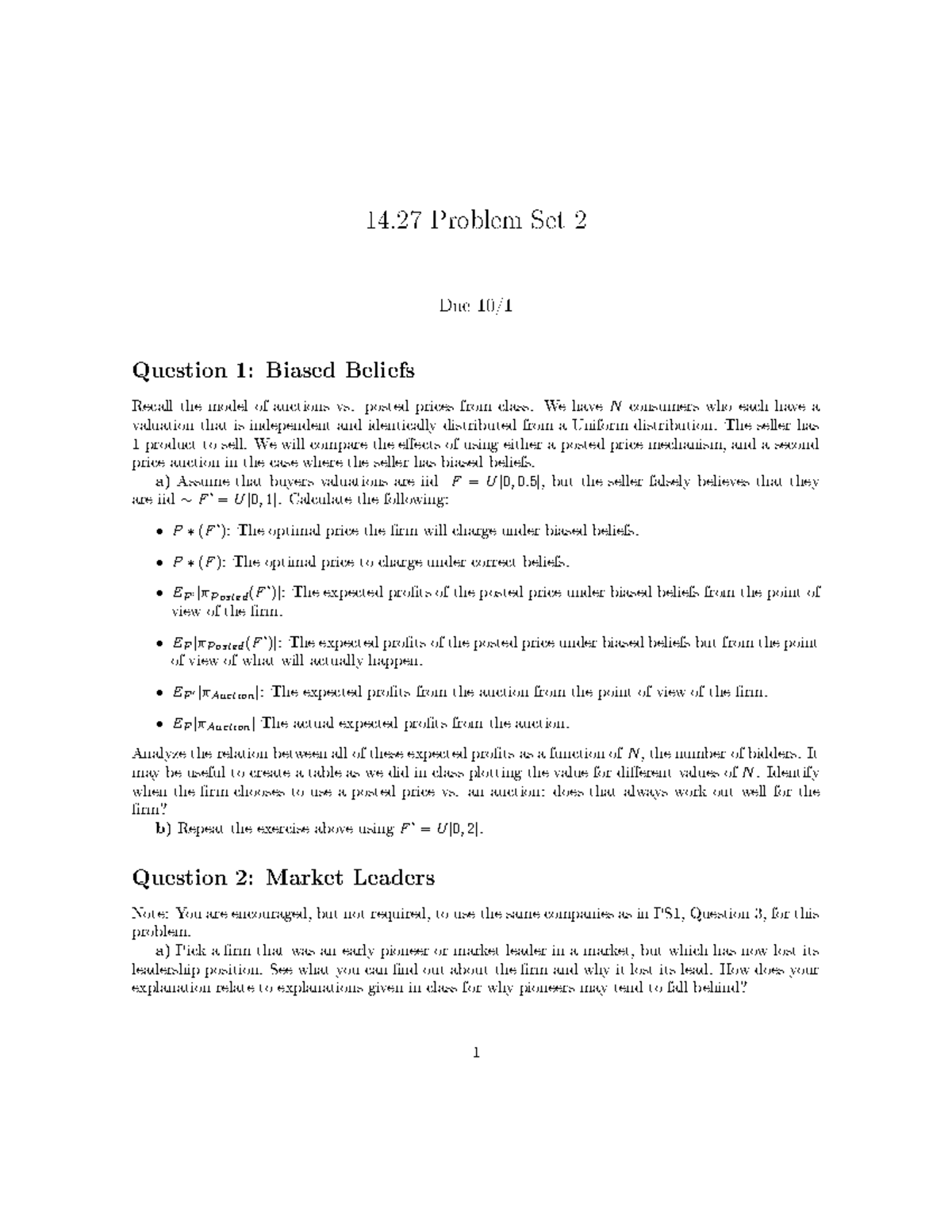 Seminar assignments - Problem set 2 with solutions - Pr♦ ♠ t st ♦♥ ...