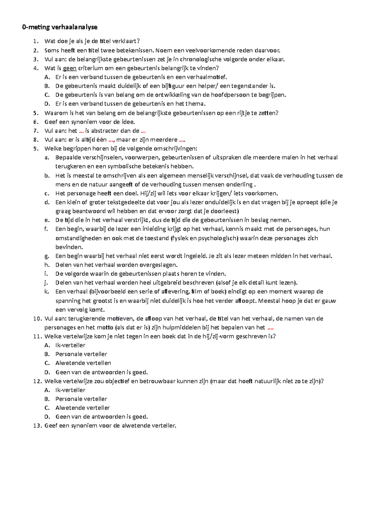 0-meting-verhaalanalyse - 0-meting verhaalanalyse Wat doe je als je de ...