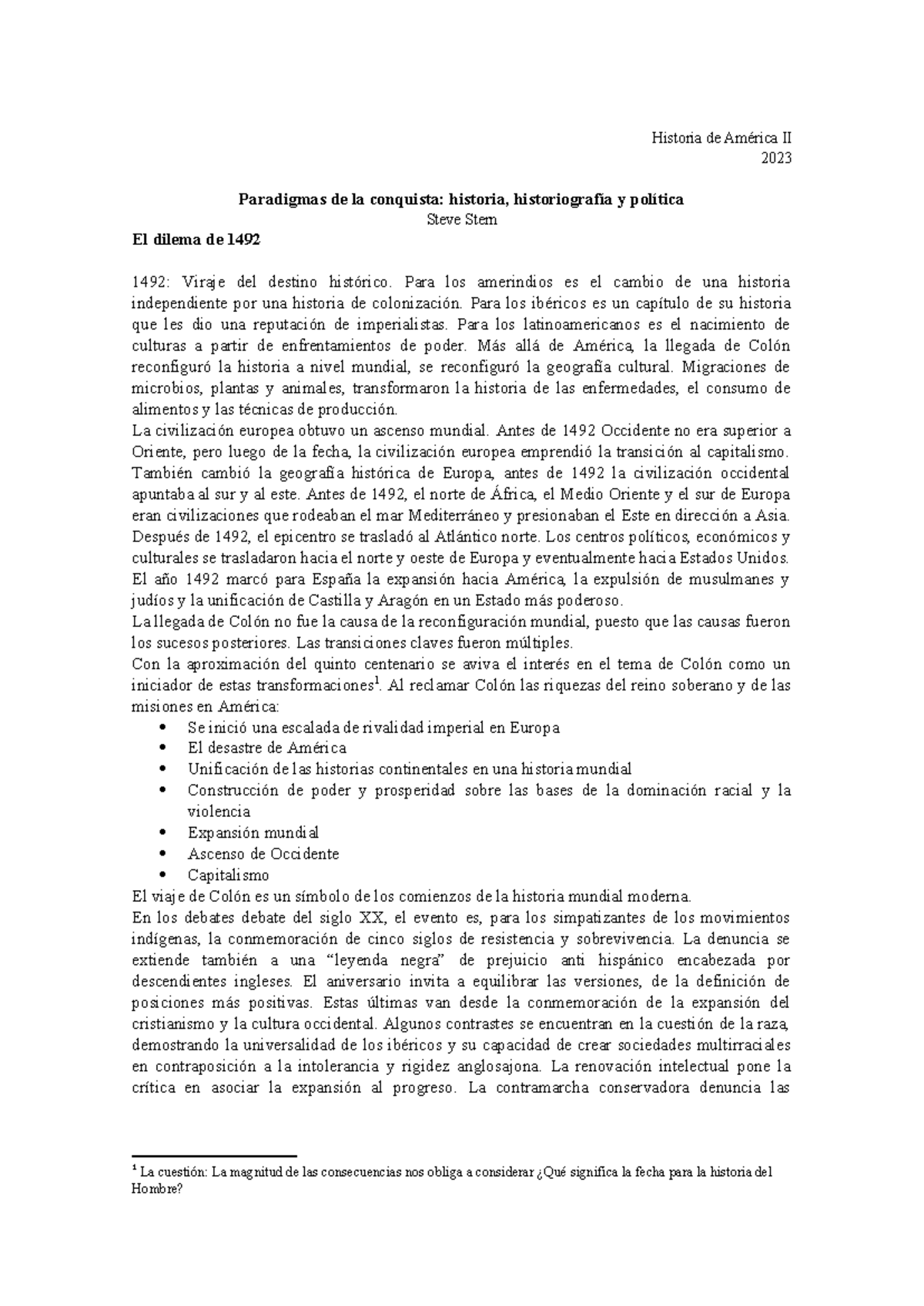Resumen de Steve Stern - Historia de América II 2023 Paradigmas de la ...