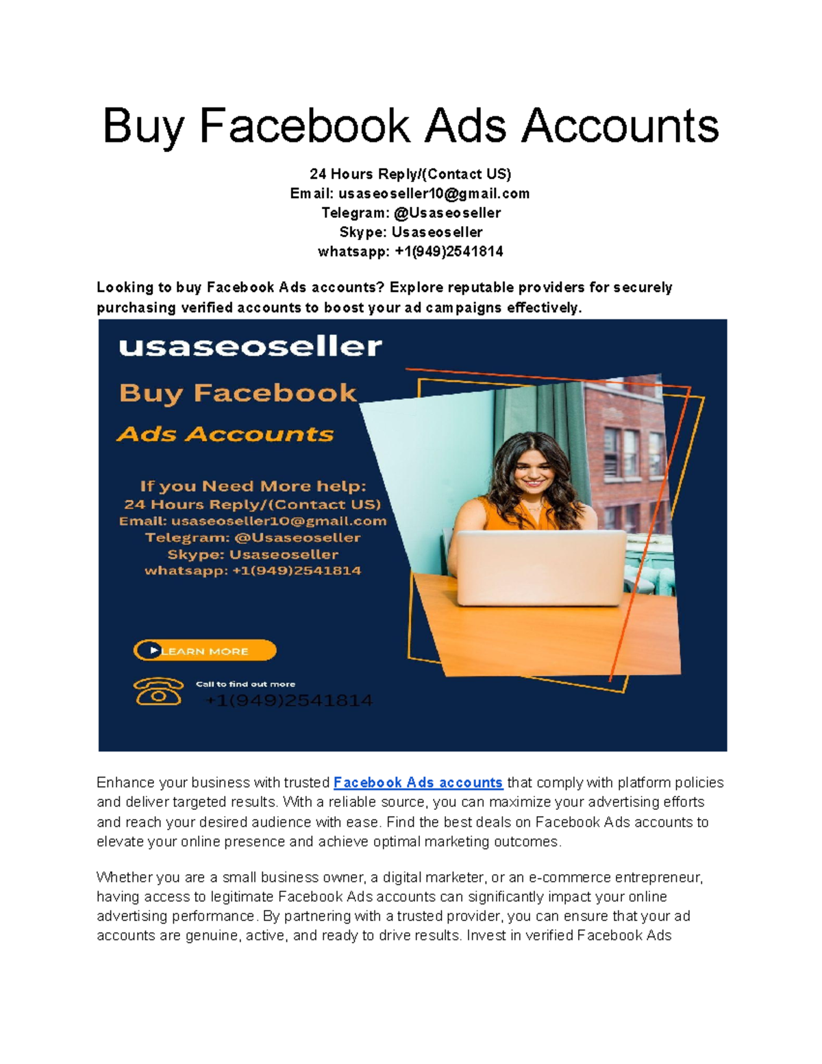 Buy Facebook Ads Accounts - Enhance your business with trusted Facebook ...