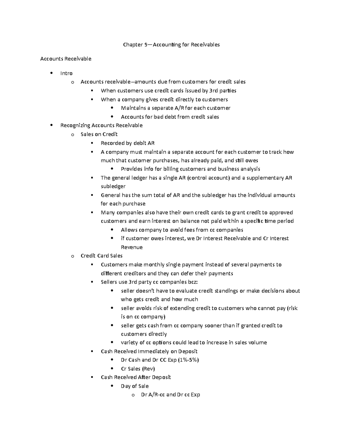 Chapter 9 Notes-Mgmt - Summary Fundamental Accounting Principles ...